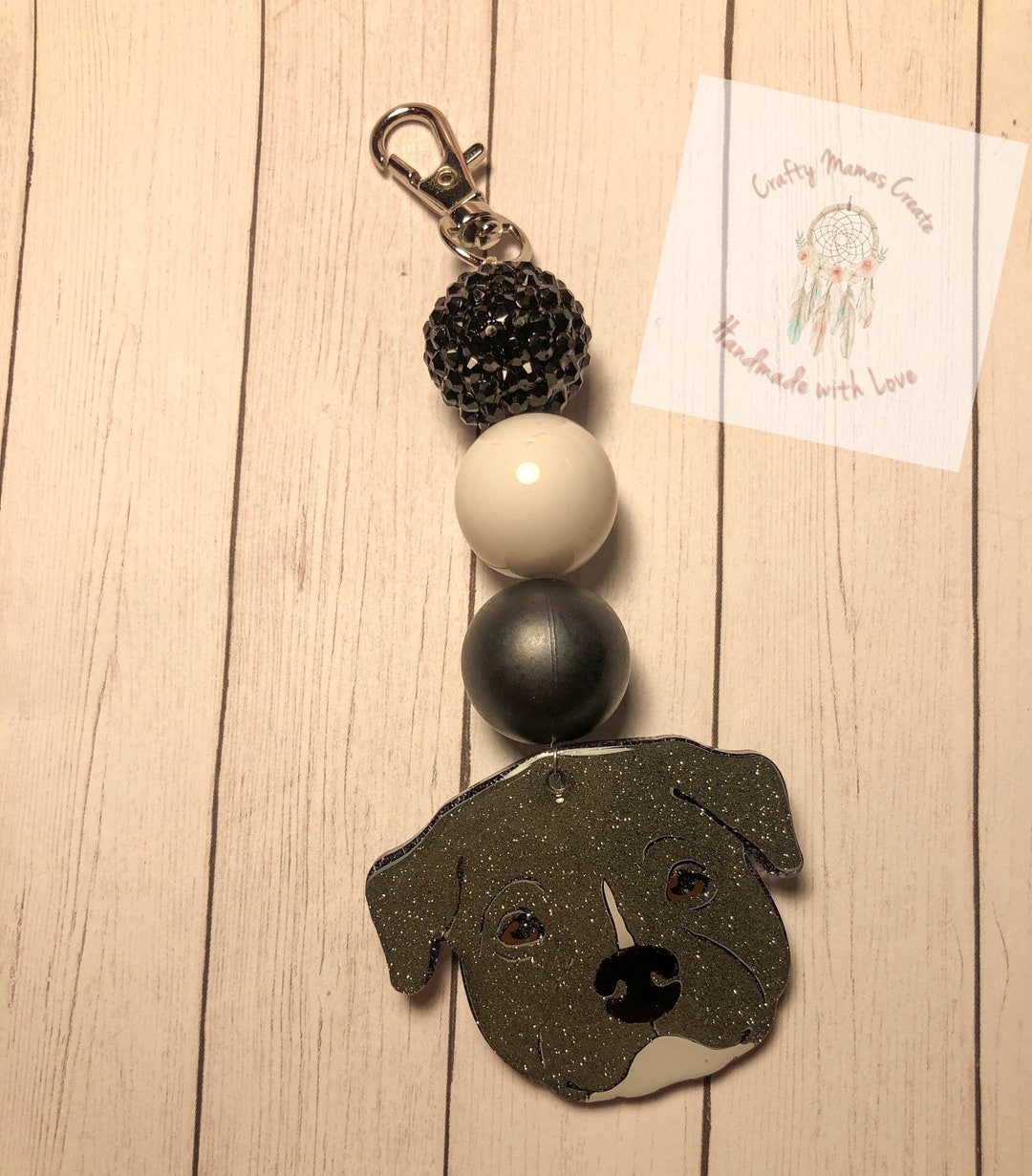 Acrylic Pit Bull Beaded Keychain - Etsy