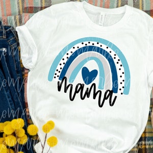 Mama Blue Rainbow - Mama and Me PNG Printable Digital Download Clipart ...