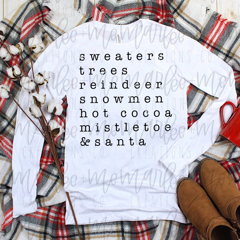 Sweaters Trees Reindeer Snowmen Hot Cocoa Mistletoe and Santa | Etsy