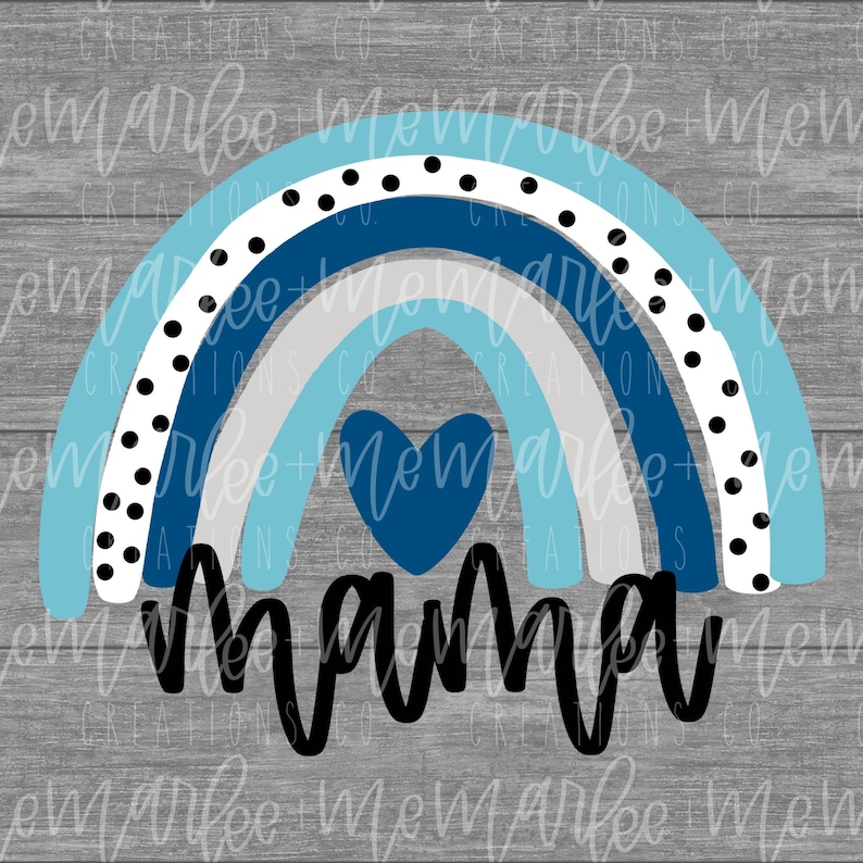 Mama Blue Rainbow - Mama and Me PNG Printable Digital Download Clipart ...