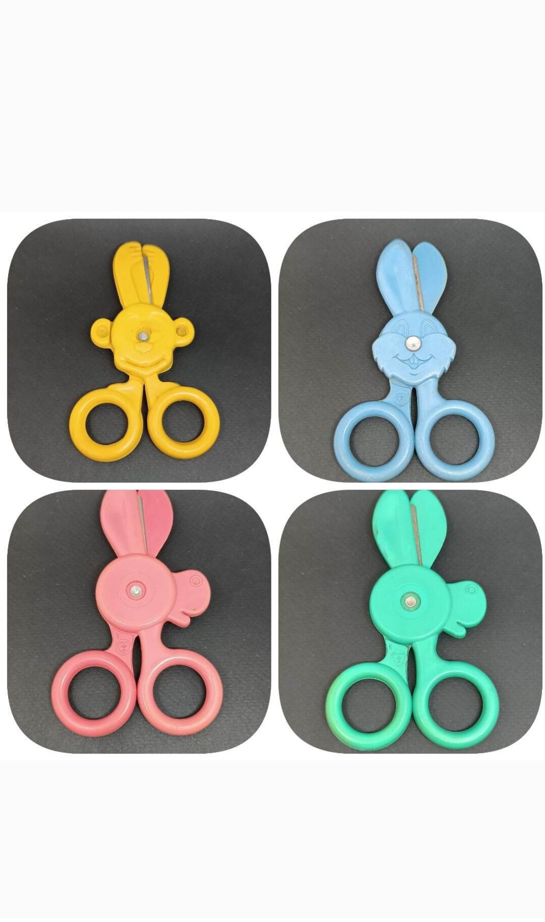 Soviet Vintage Pink Children's Scissors Bunny, Monkey, Donkey ...