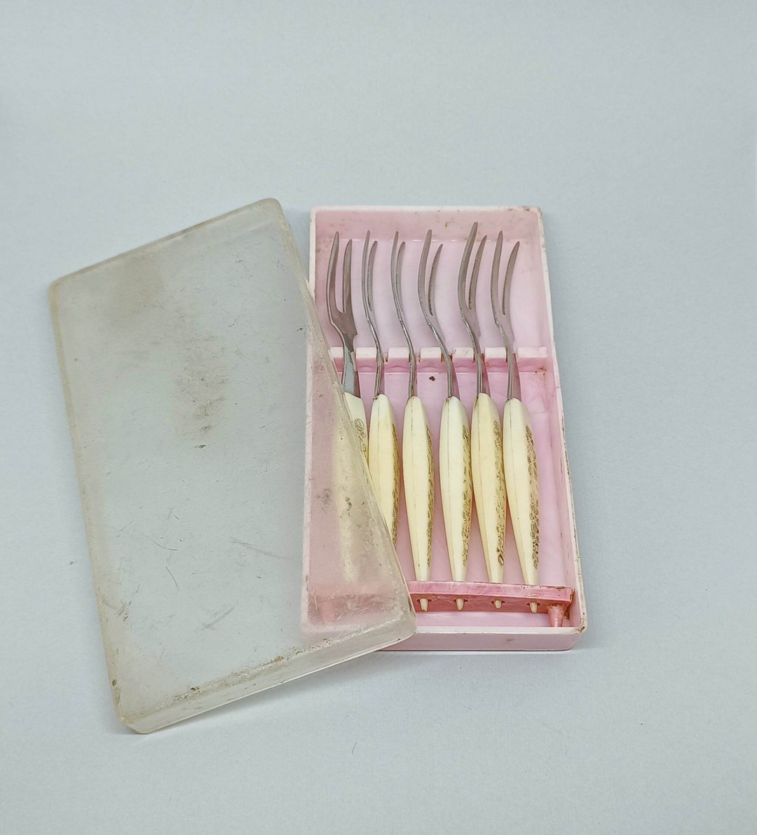 Soviet Set of 6 Canape Forks, Vintage Canape Forks, Dessert Forks, Very ...