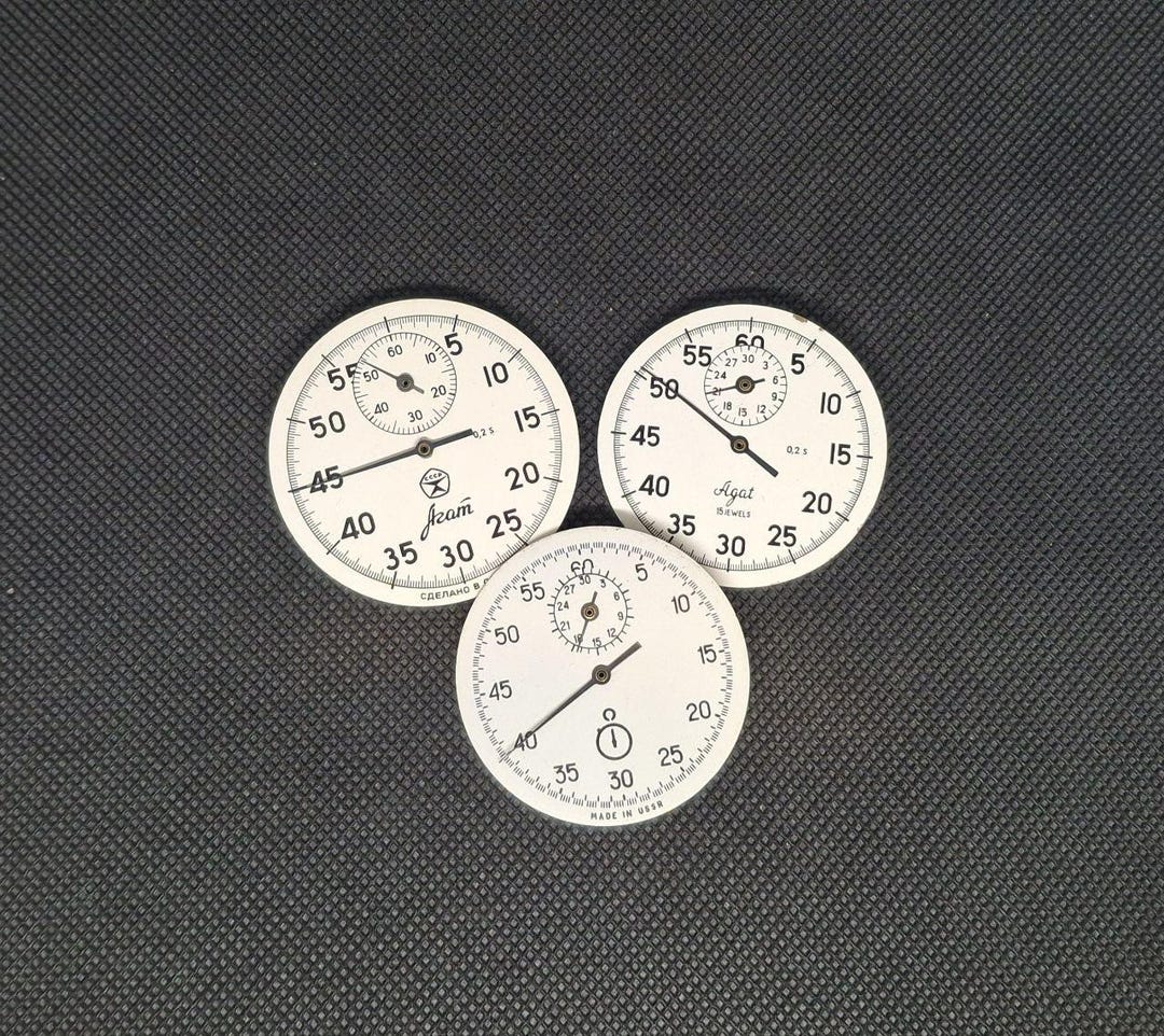 Vintage Stopwatch Faces, Set of 3 Stopwatch Faces USSR, Watches Dials ...