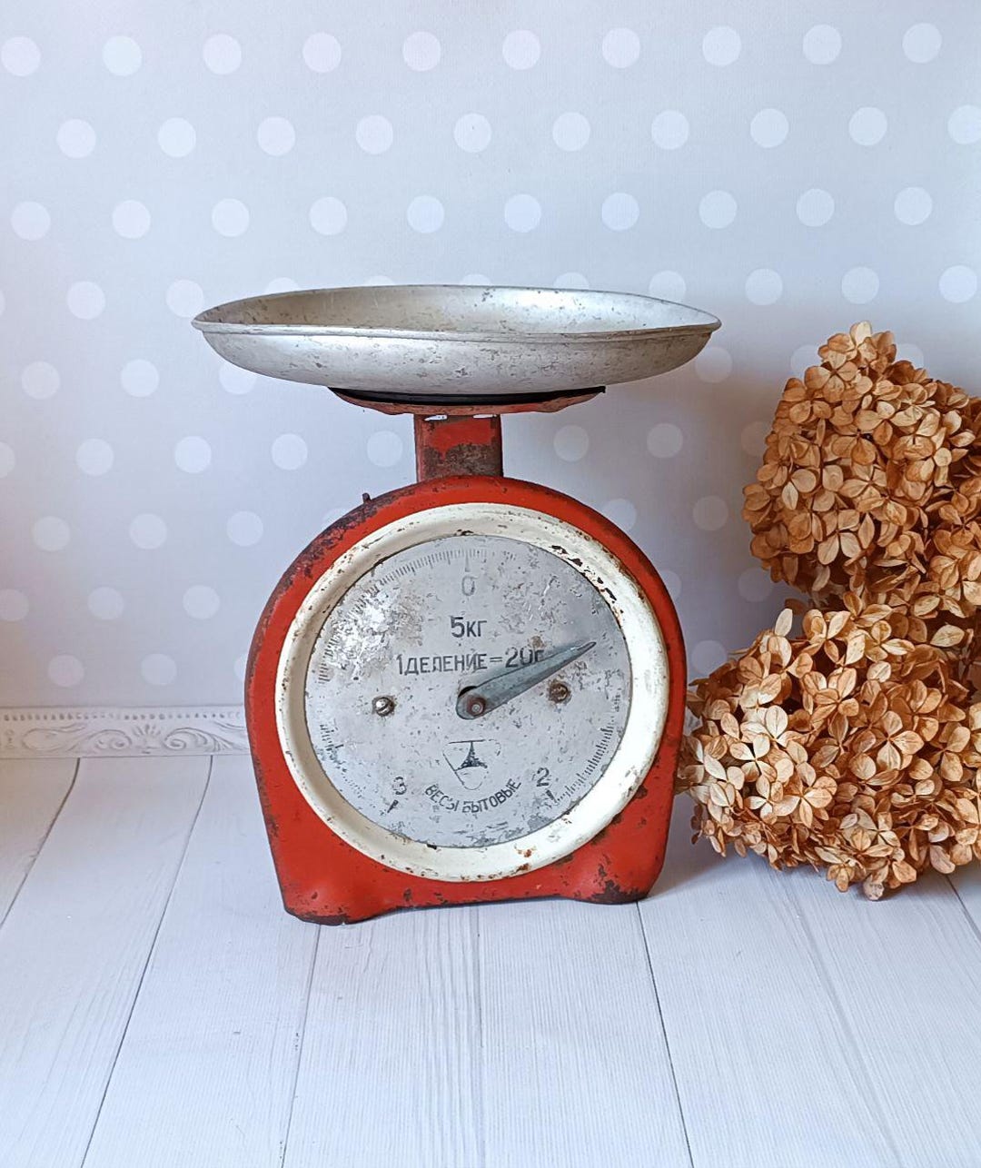 Vintage Metal Kitchen Weighing Scale Red Antique Scales of the USSR ...
