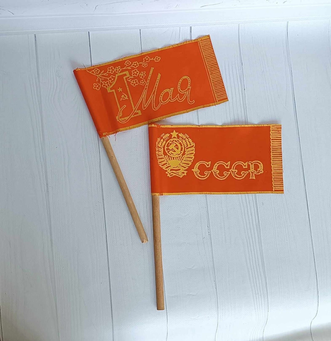 Set 2 Pcs Soviet USSR Flag, Small Flag, Symbol of the Soviet Union ...