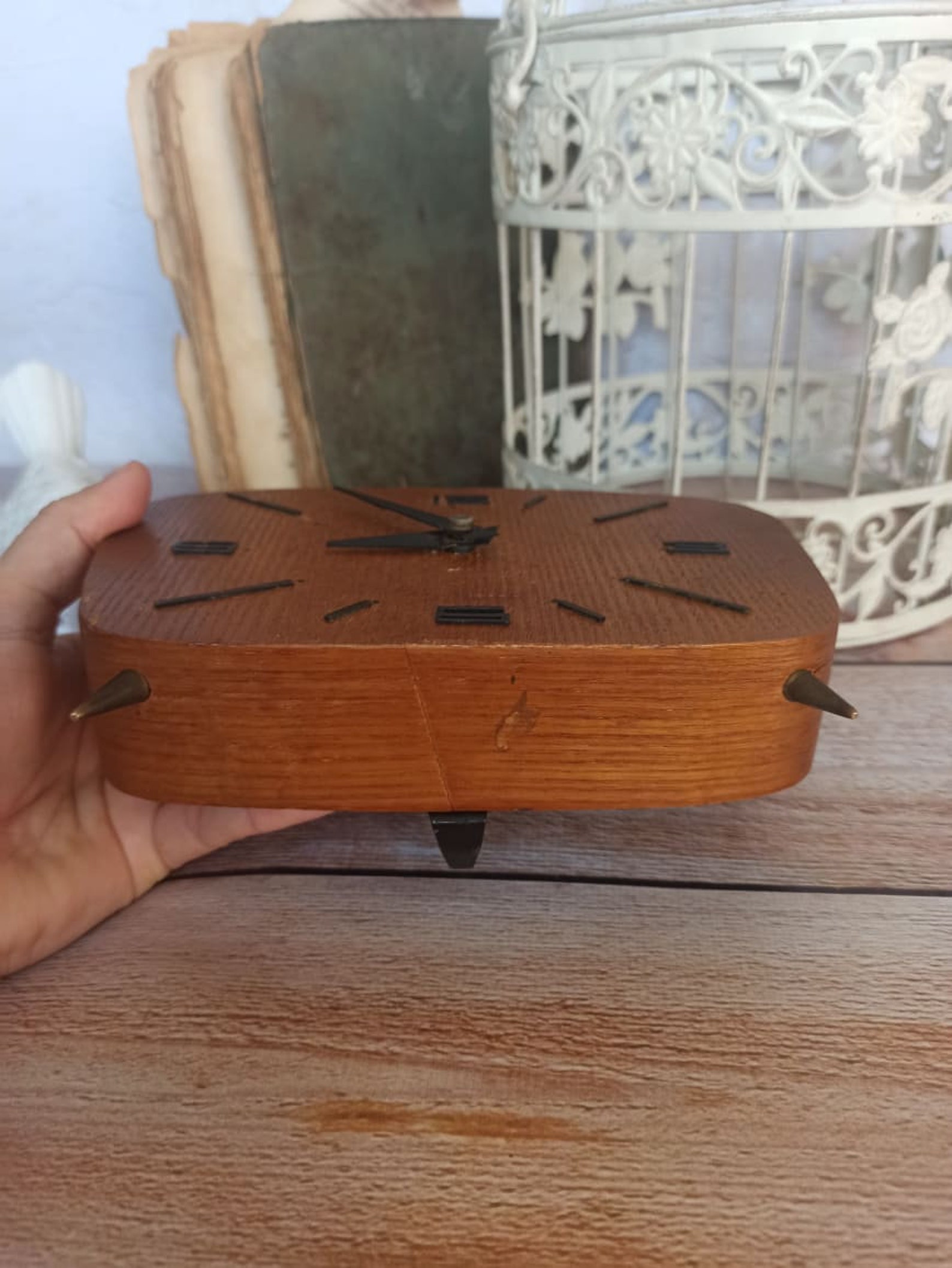 Antiques 60s Vintage decor Soviet clock Wooden table clock | Etsy