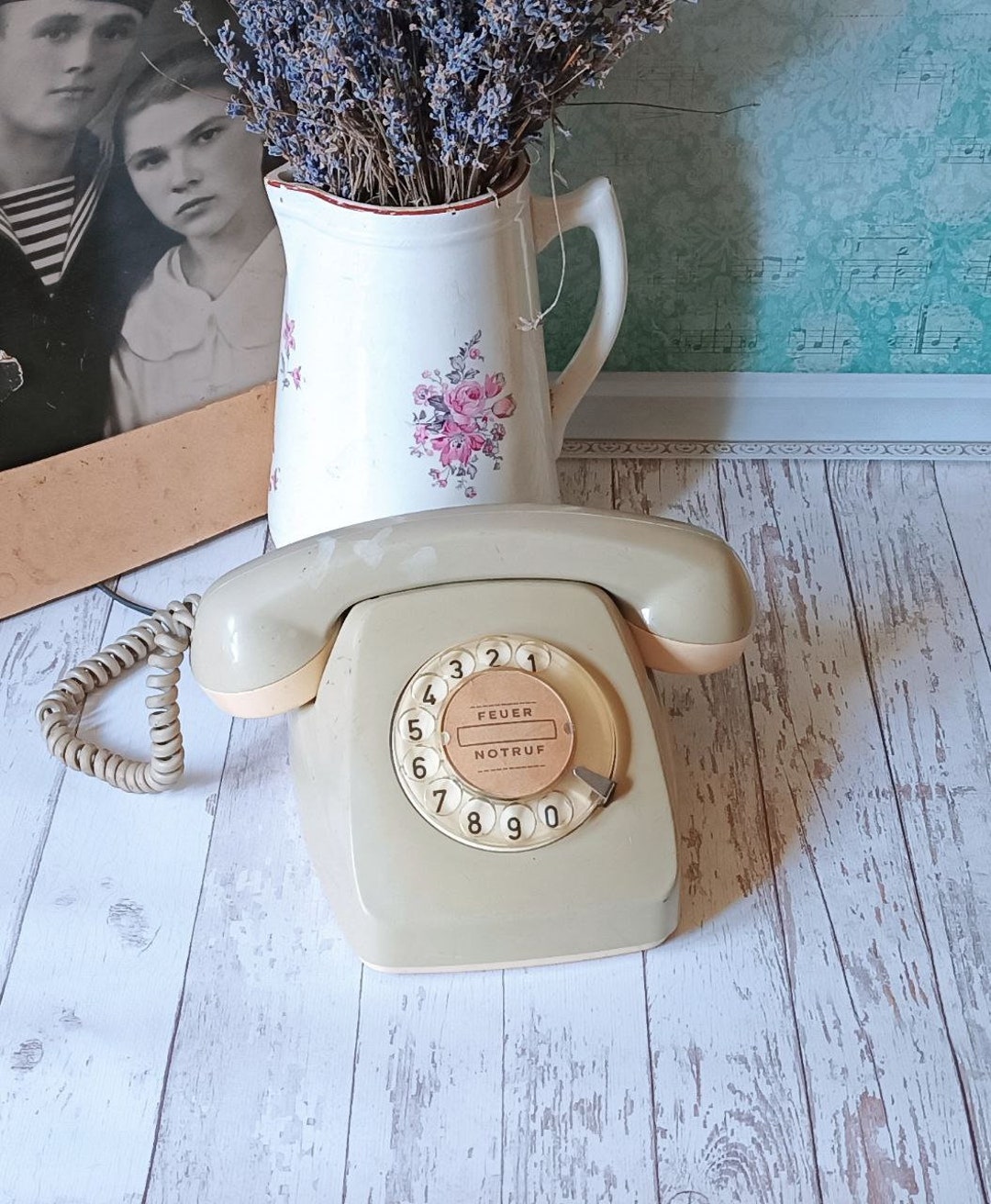 Vintage Grey Telephone Retro Office Decor Old Green Phone Vintage Home ...