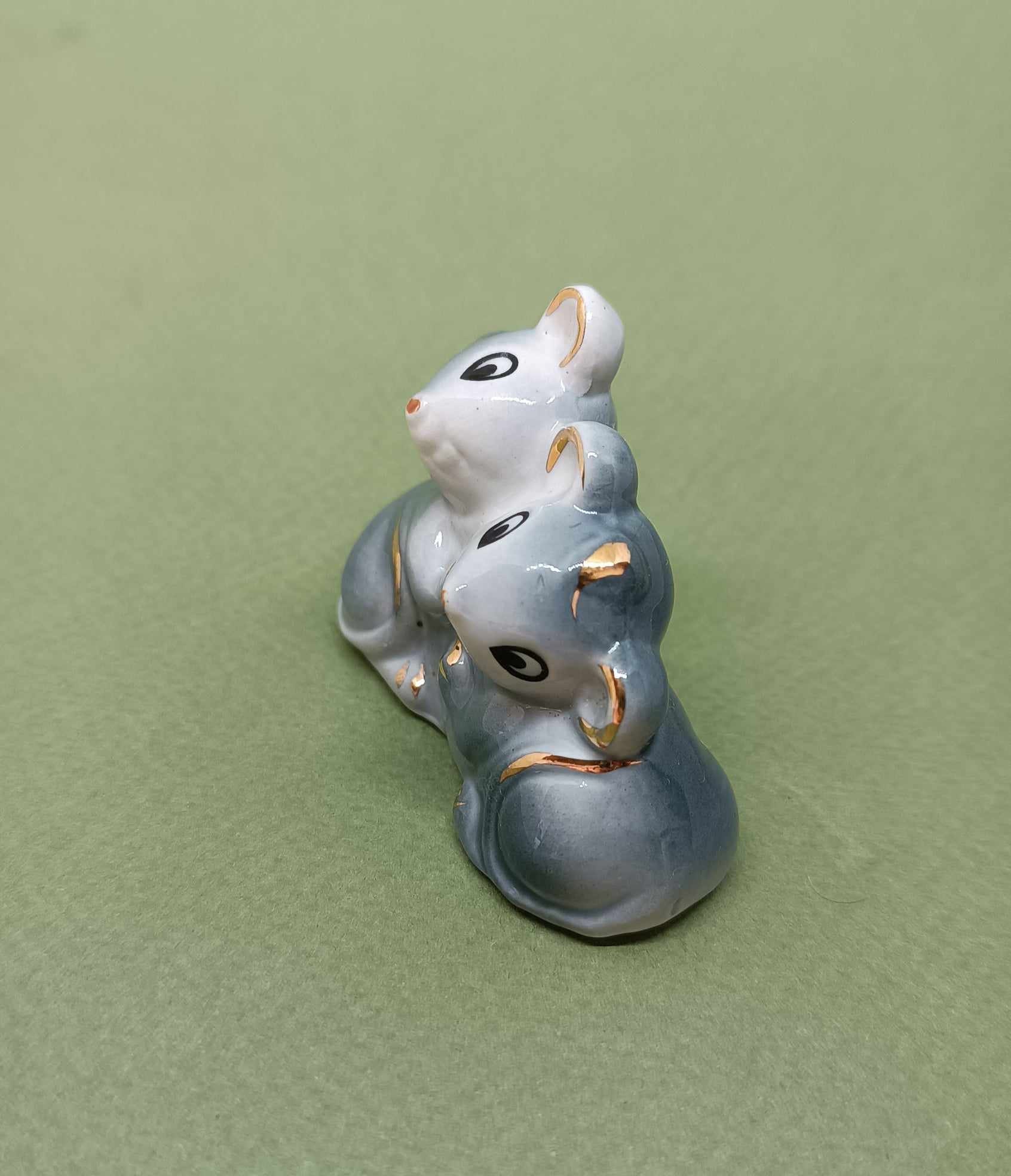 Miniature Ceramic Figurine Rat Mouse Porcelain Decor Collectible Tiny ...