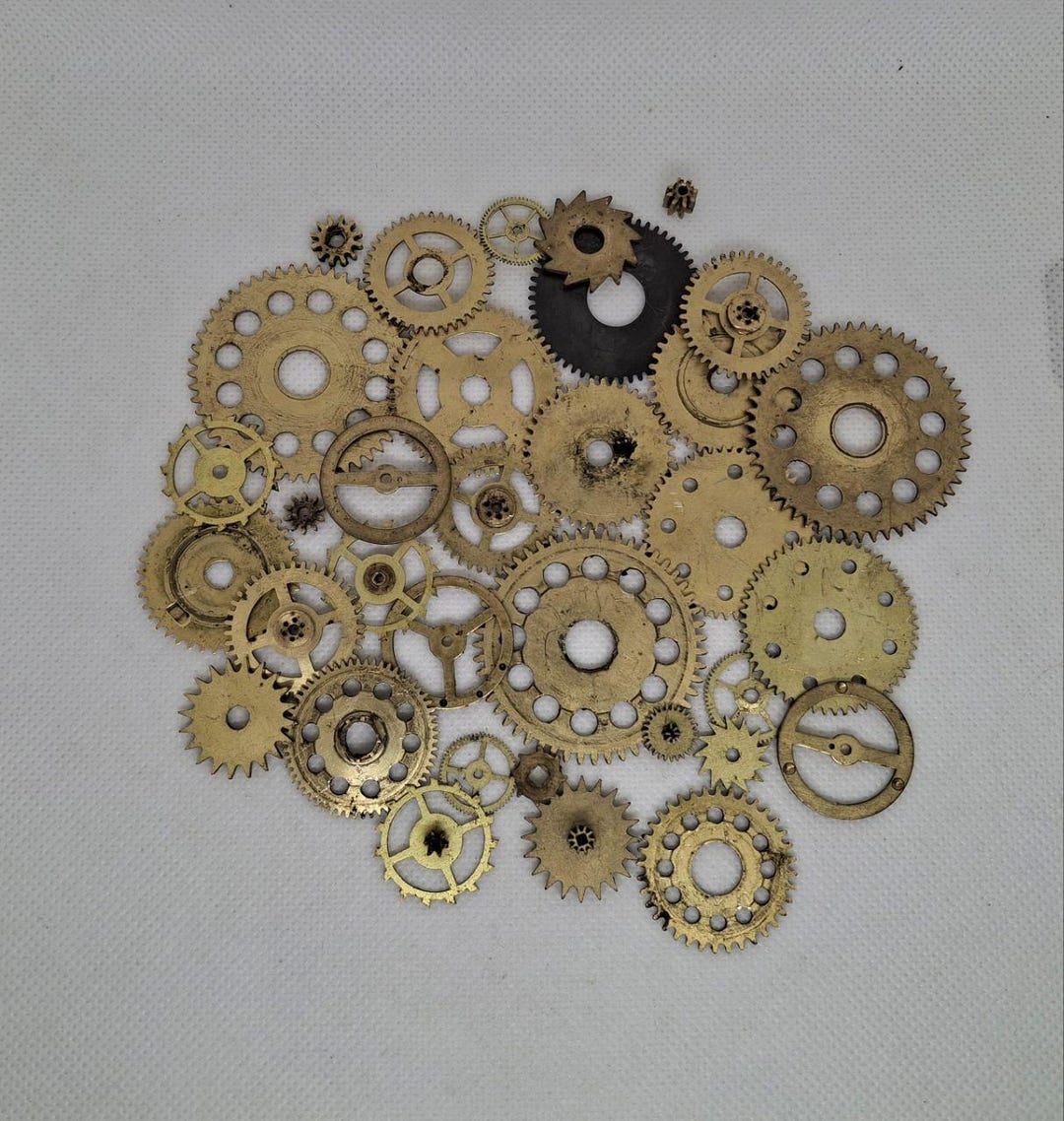 Set of Vintage Clock Watch Movement Brass Metal Parts Gears Bridges ...