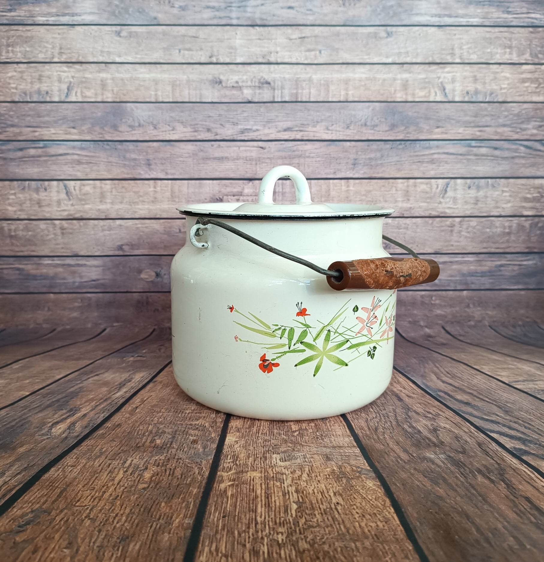 Vintage Enamel Jar 2 Liters Enamel Milk Canister Retro Metal - Etsy