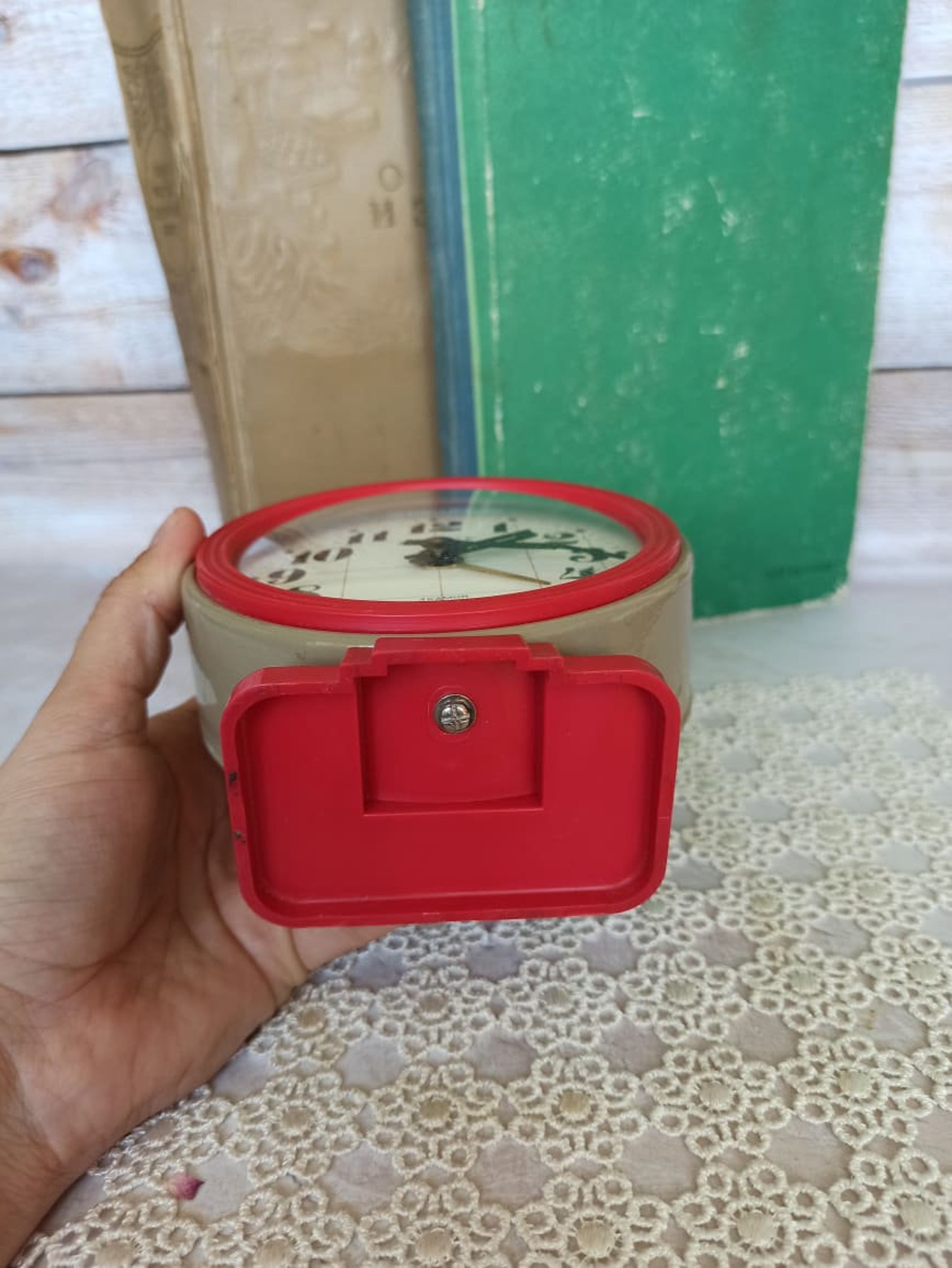 Vintage Decor Soviet Alarm Clock Turquoise Table Clock Mechanical Desk ...