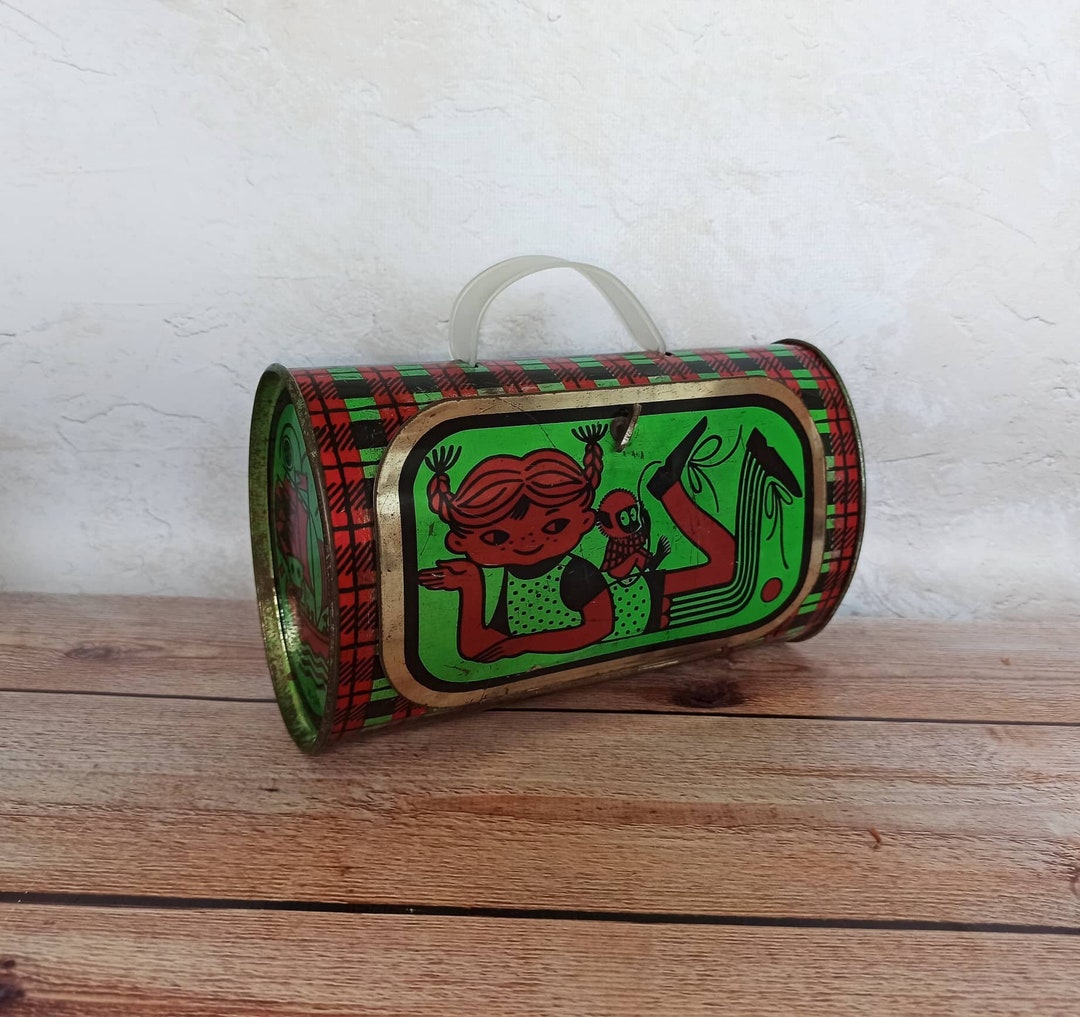 Vintage Lunch Box, Soviet Tin Box, Children's Metal Suitcase, Oval Bag ...