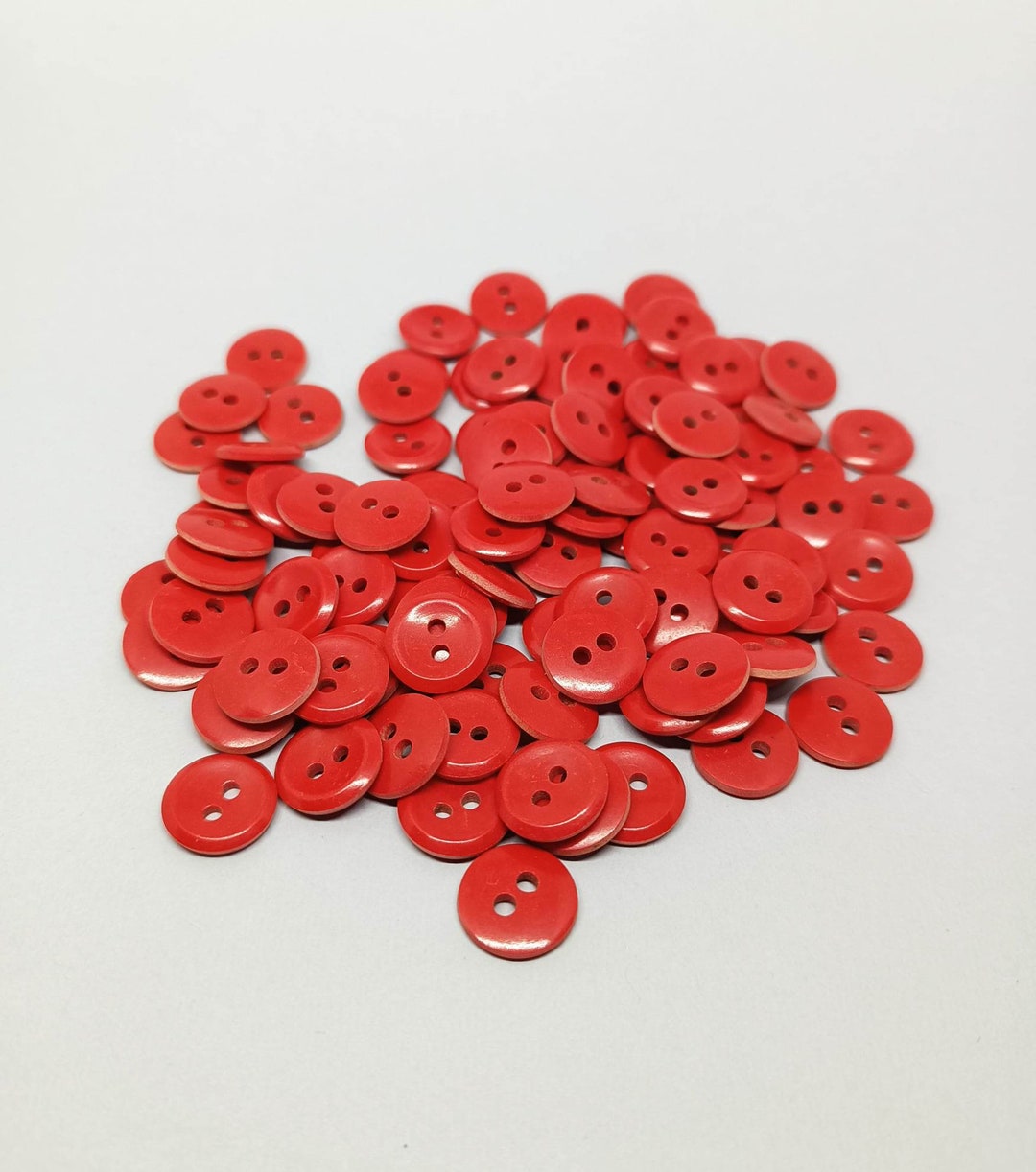 100 Pieces Small Red Round Buttons Vintage Dress Shirt Buttons Plastic ...