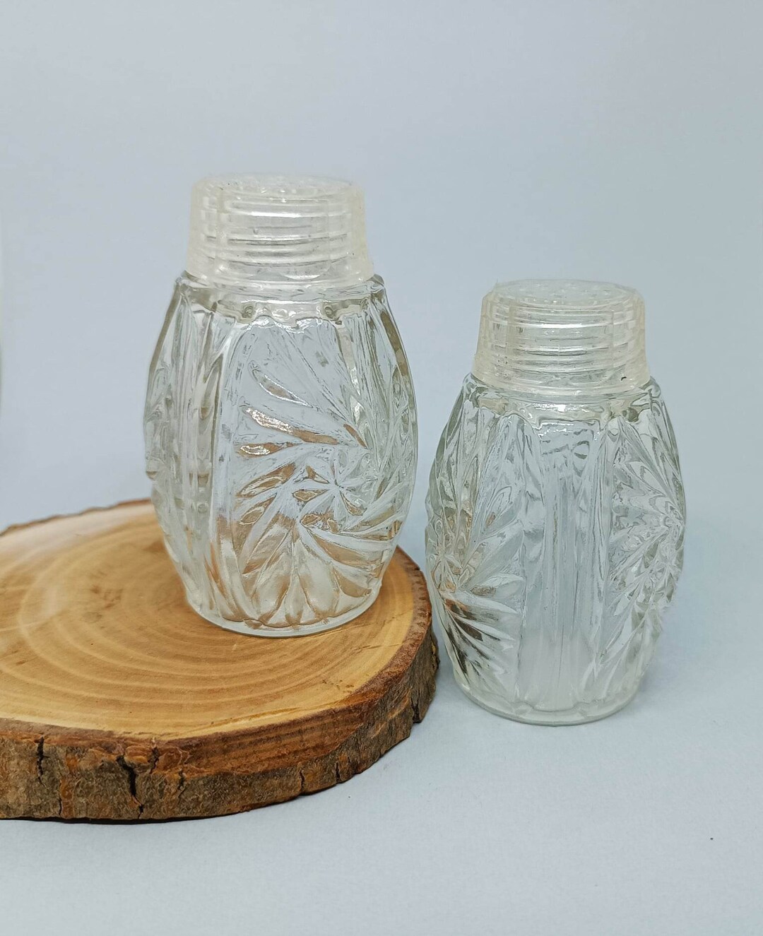 Spices Set Vintage Crystal Bowls for Salt, Pepper Retro Table Setting ...