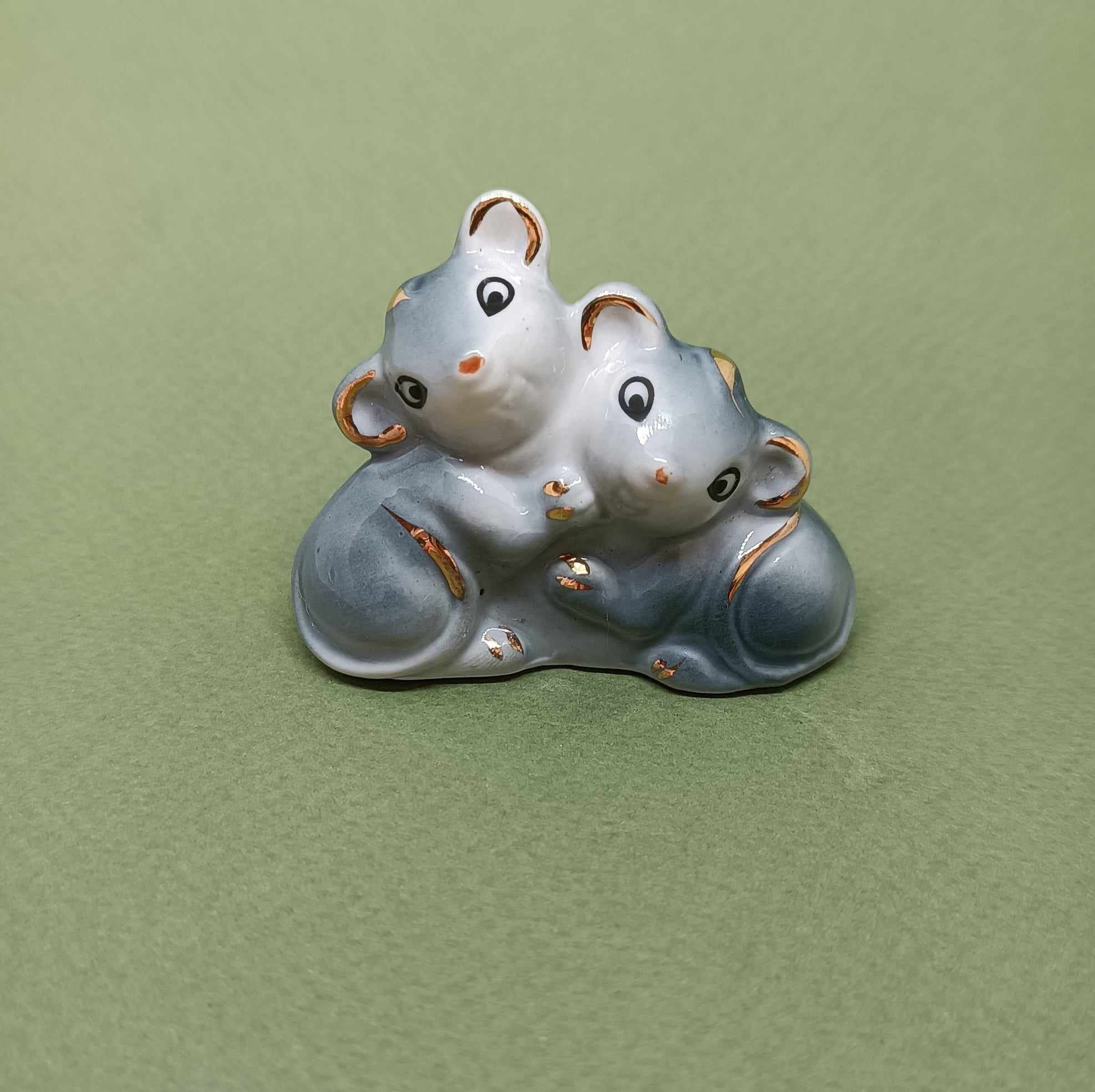 Miniature Ceramic Figurine Rat Mouse Porcelain Decor Collectible Tiny ...