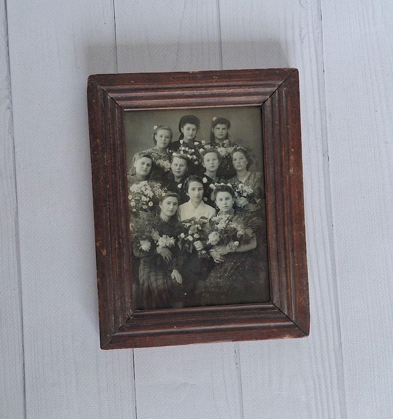 Antique Wooden Photo Frame, Vintage Photo 1940s USSR, Pre-war Photo ...