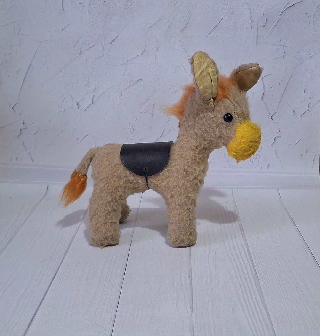 Antique Toy Donkey Hermann Plush Play Donkey Vintage Toy 60s Straw ...