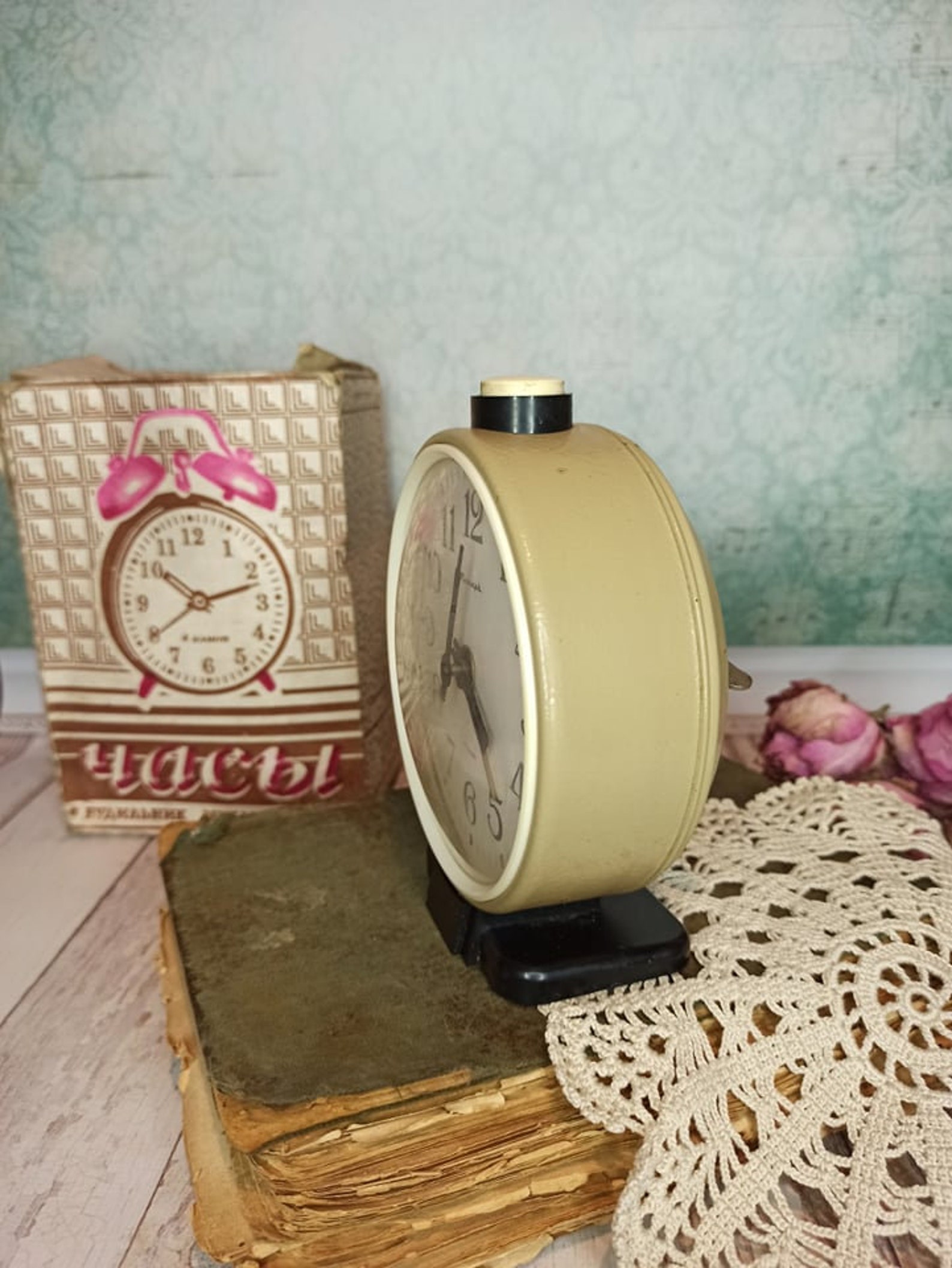 Soviet Alarm Clock Vintage Decor Turquoise Table Clock | Etsy