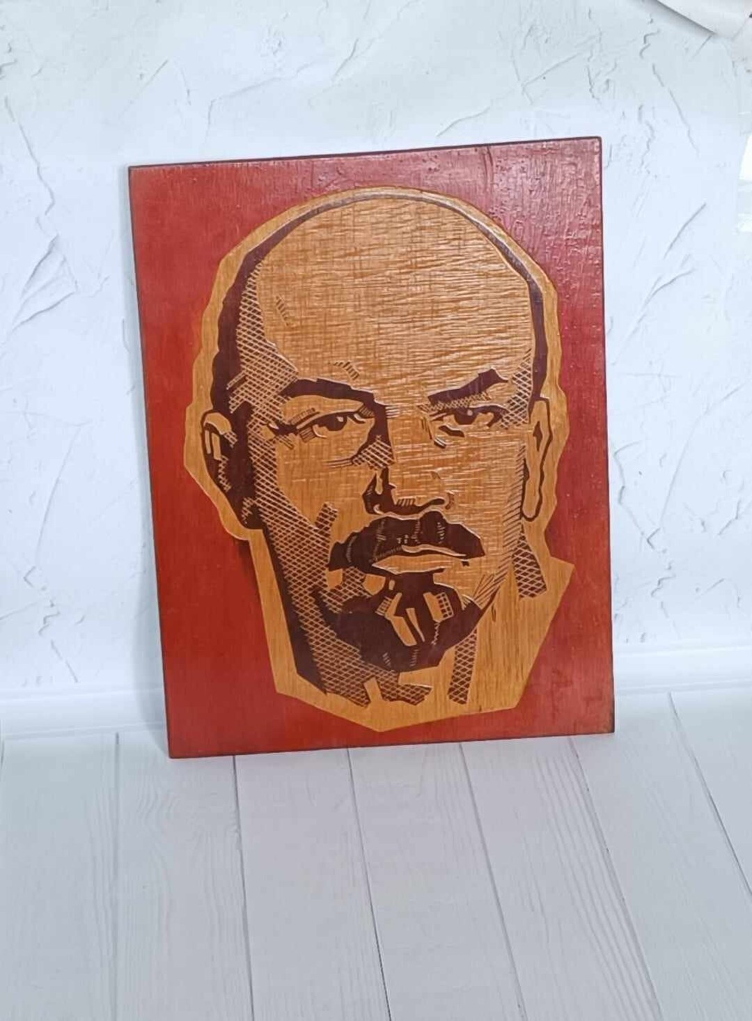 Vintage Wooden Painting of Lenin, Leader of the USSR Revolution, Soviet ...