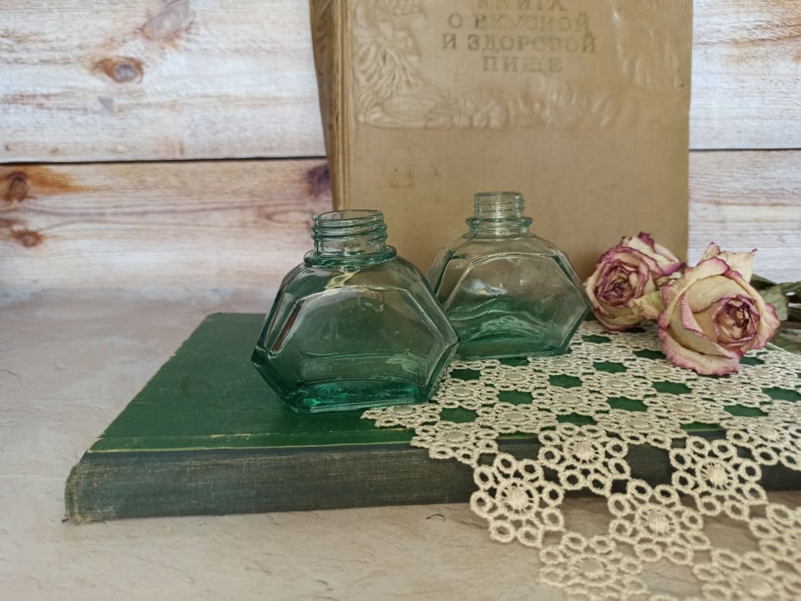 Set Antique Inkwell Bottle Vintage decor Retro Vintage Home | Etsy