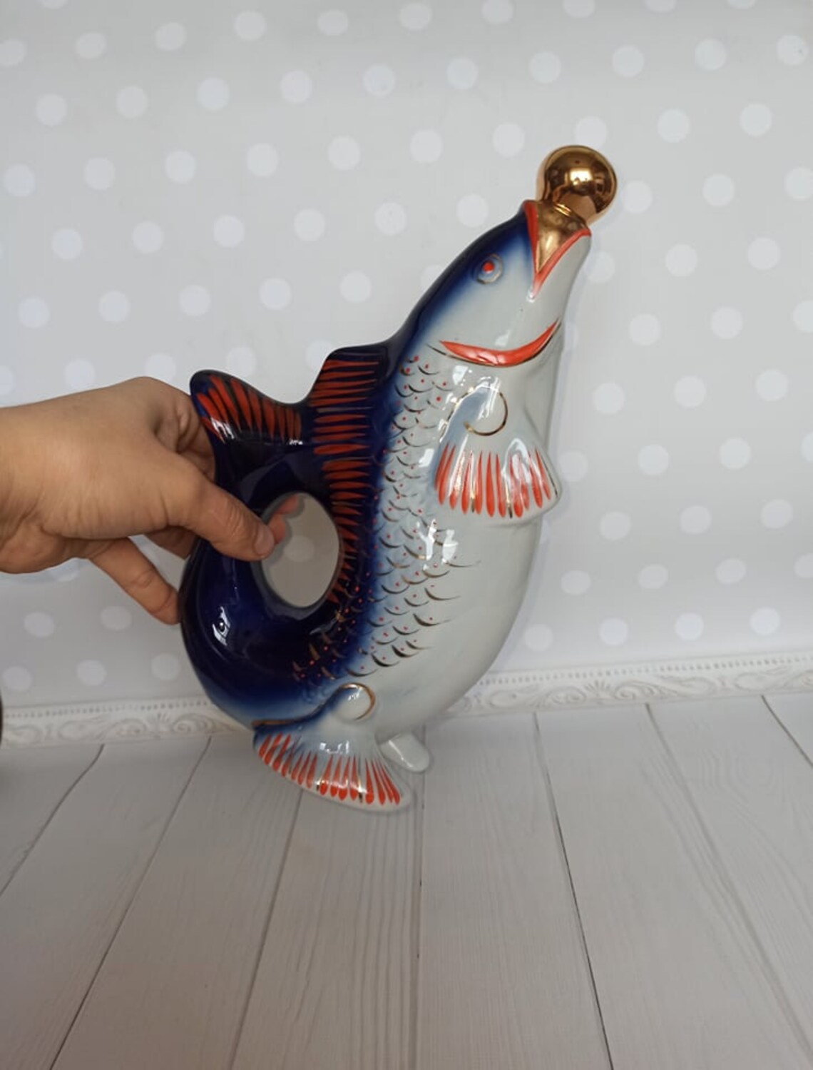 Vintage 70s Porcelain Drinking Set Fish for 3 Persons - Etsy