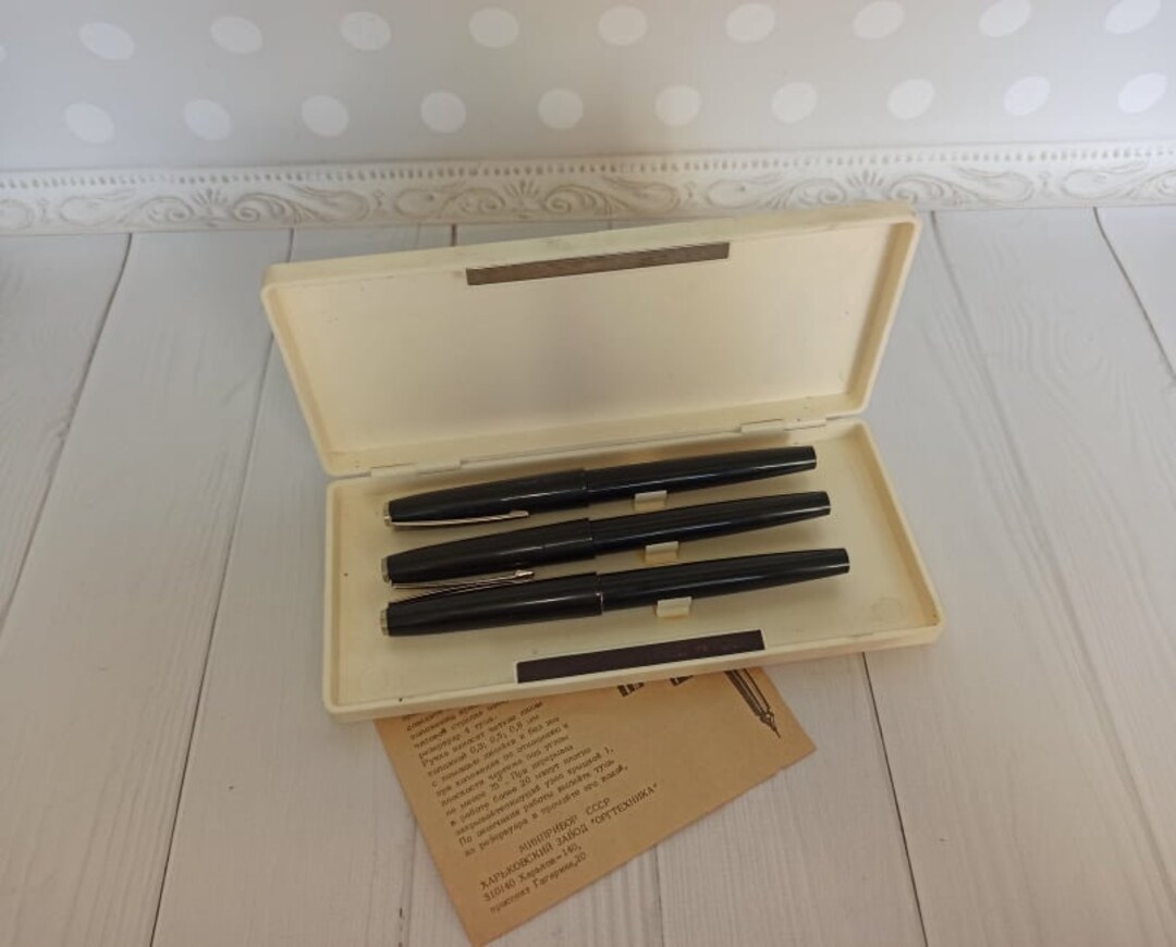 Vintage Set of 3 Pens Made in the USSR Fountain Pen Soviet Ink ...