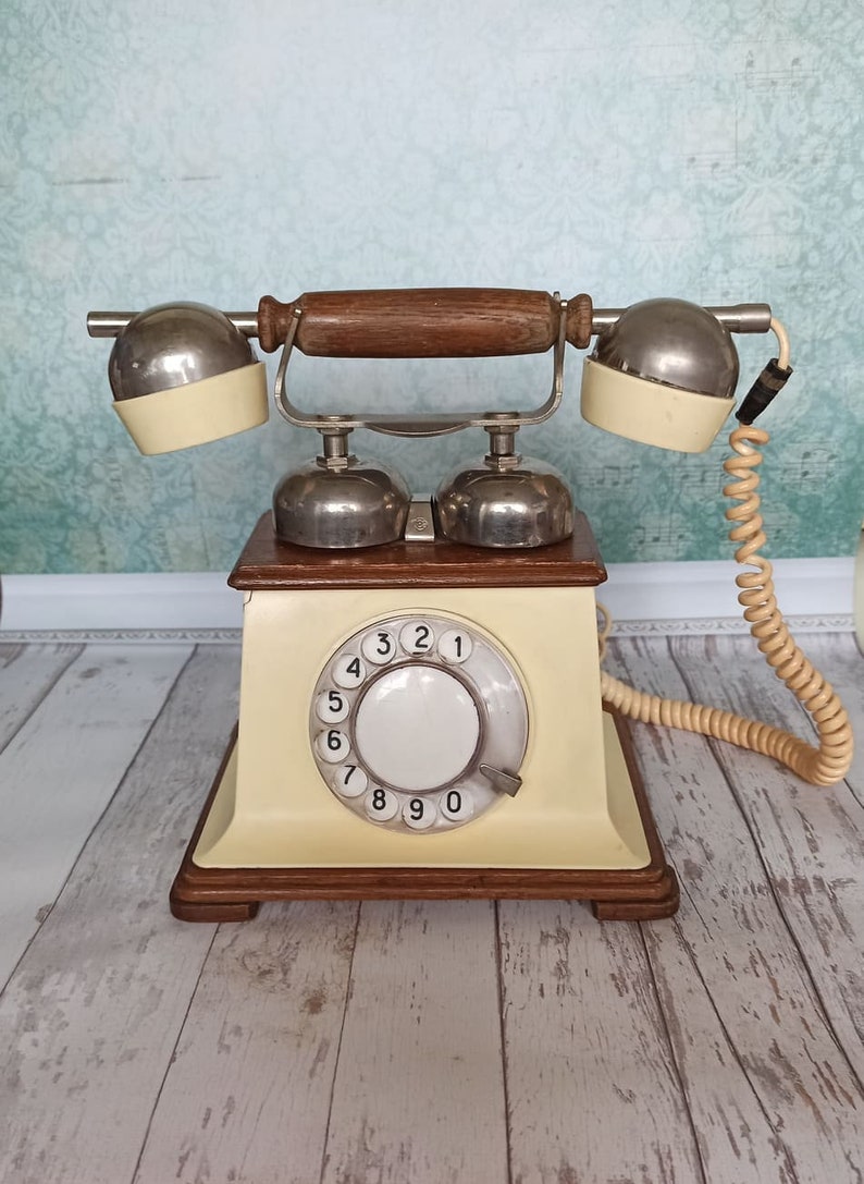 Antique telephone Vintage phone Disk phone French Victorian | Etsy