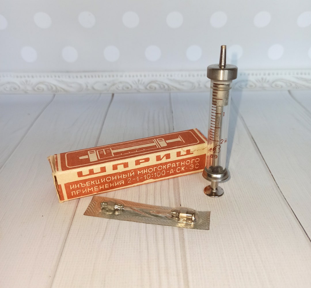 Unused Vintage Soviet Medical Glass Syringe 2 Ml USSR 1965 Old Medical ... Unused Vintage Soviet Medical Glass Syringe 2 Ml USSR 1965 Old Medical ...