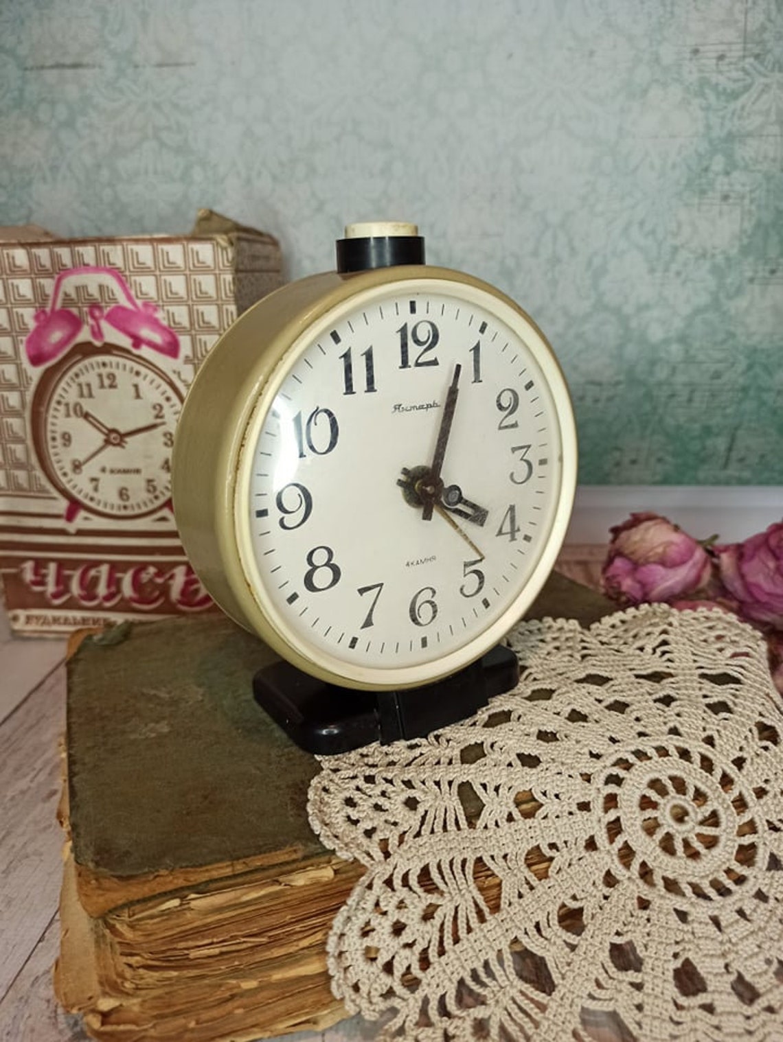 Soviet Alarm Clock Vintage Decor Turquoise Table Clock | Etsy