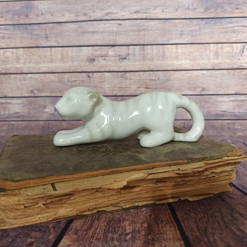 Porcelain Tiger Figurine - Etsy