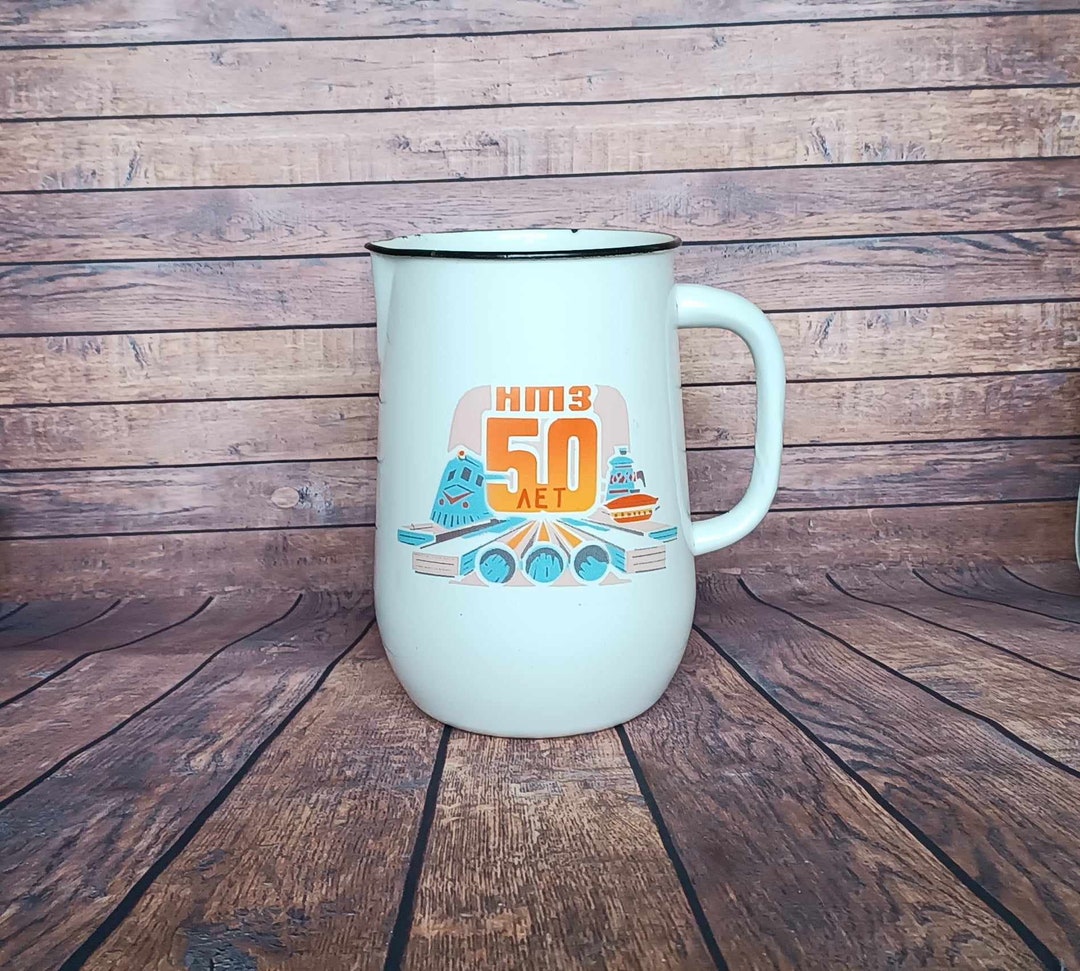 Vintage Jug Vintage Enamel Milk Can Communist Propaganda Decor USSR - Etsy