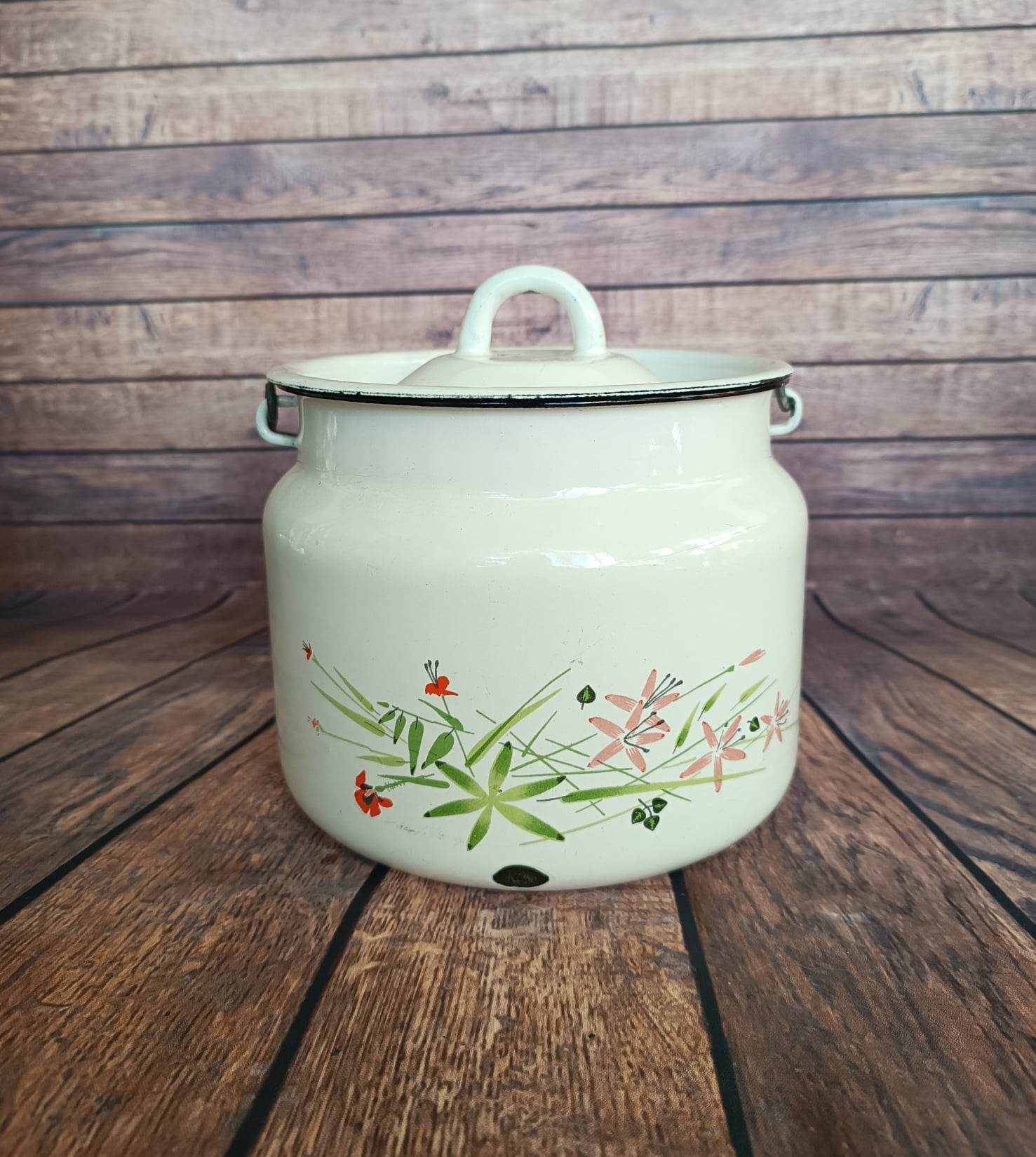 Vintage Enamel Jar 2 Liters Enamel Milk Canister Retro Metal - Etsy