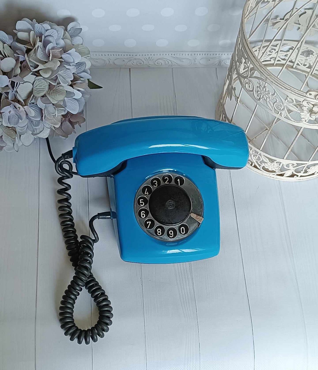 Retro Office Decor Old Blue Phone Vintage Home Decor Vintage Telephone ...