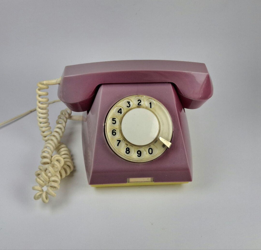 Retro Office Decor Old Lilac Phone Desk Phone Dial Disc Phone Telephone ...