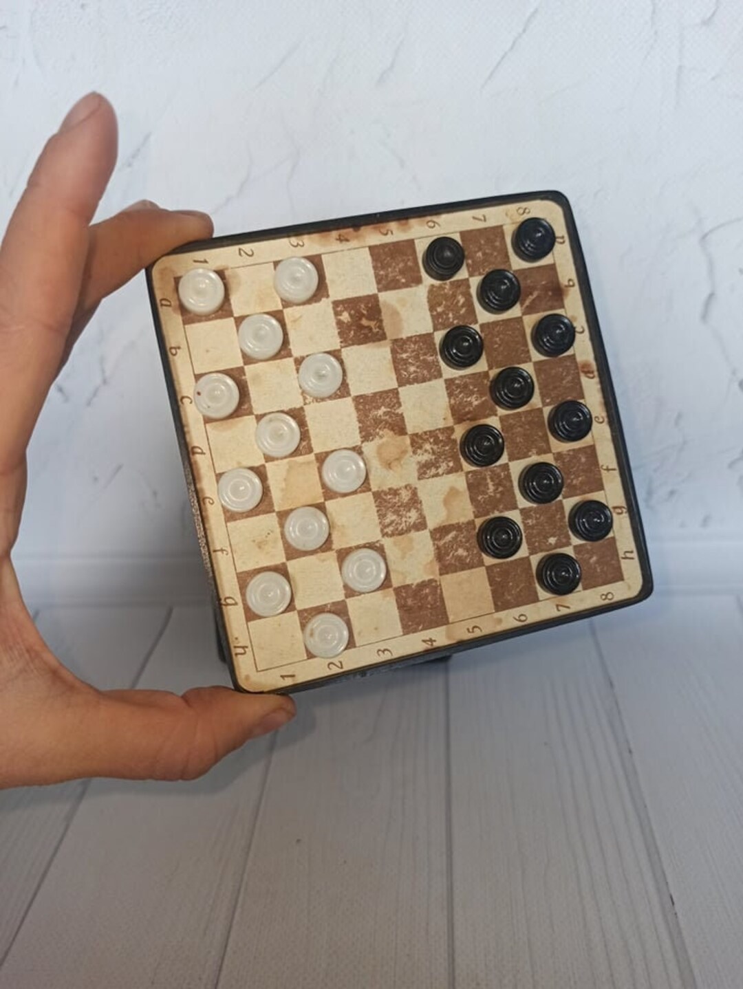 Vintage Pocket Magnetic Checkers Mini Travel Checkers Set USSR Magnetic ...