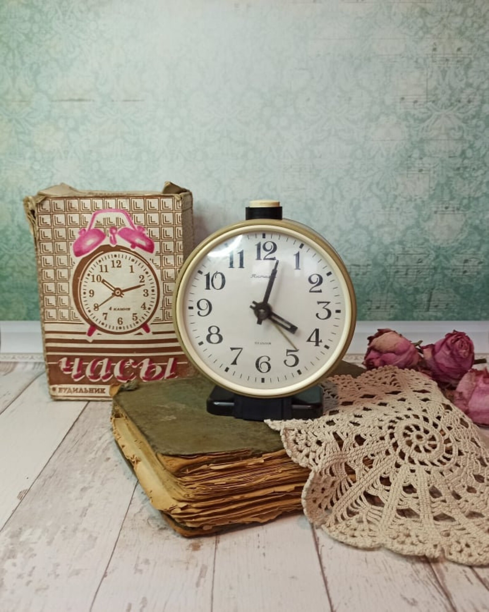 Soviet Alarm Clock Vintage Decor Turquoise Table Clock | Etsy