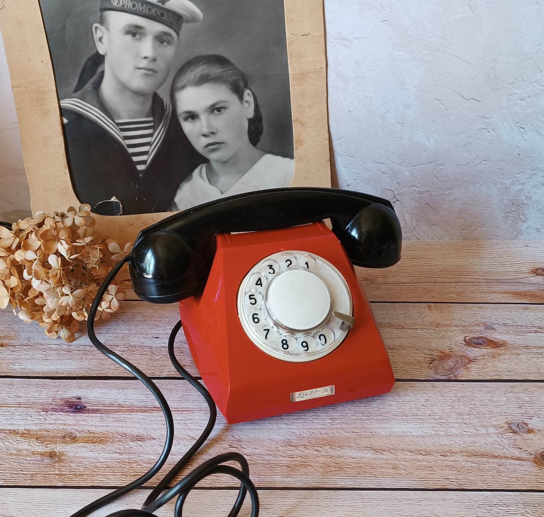 Red Phone Vintage Telephone Rotary Phone Retro Home Decor Old Phone ...