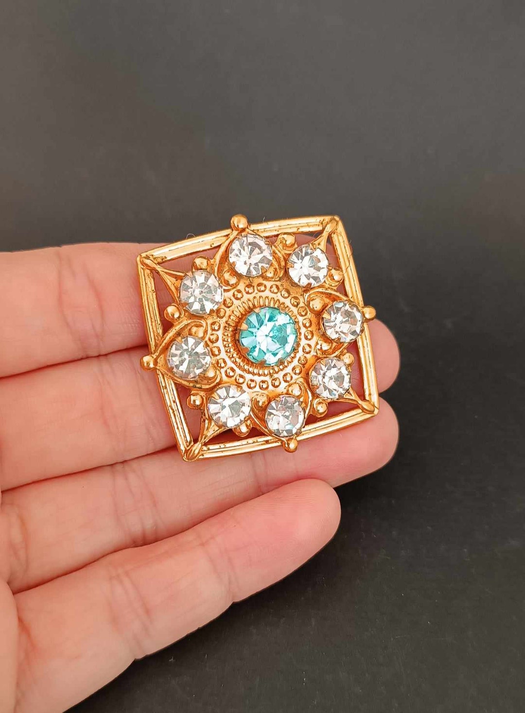 Broche vintage Joyería vintage Broche de pedrería Broche antiguo Broche ...