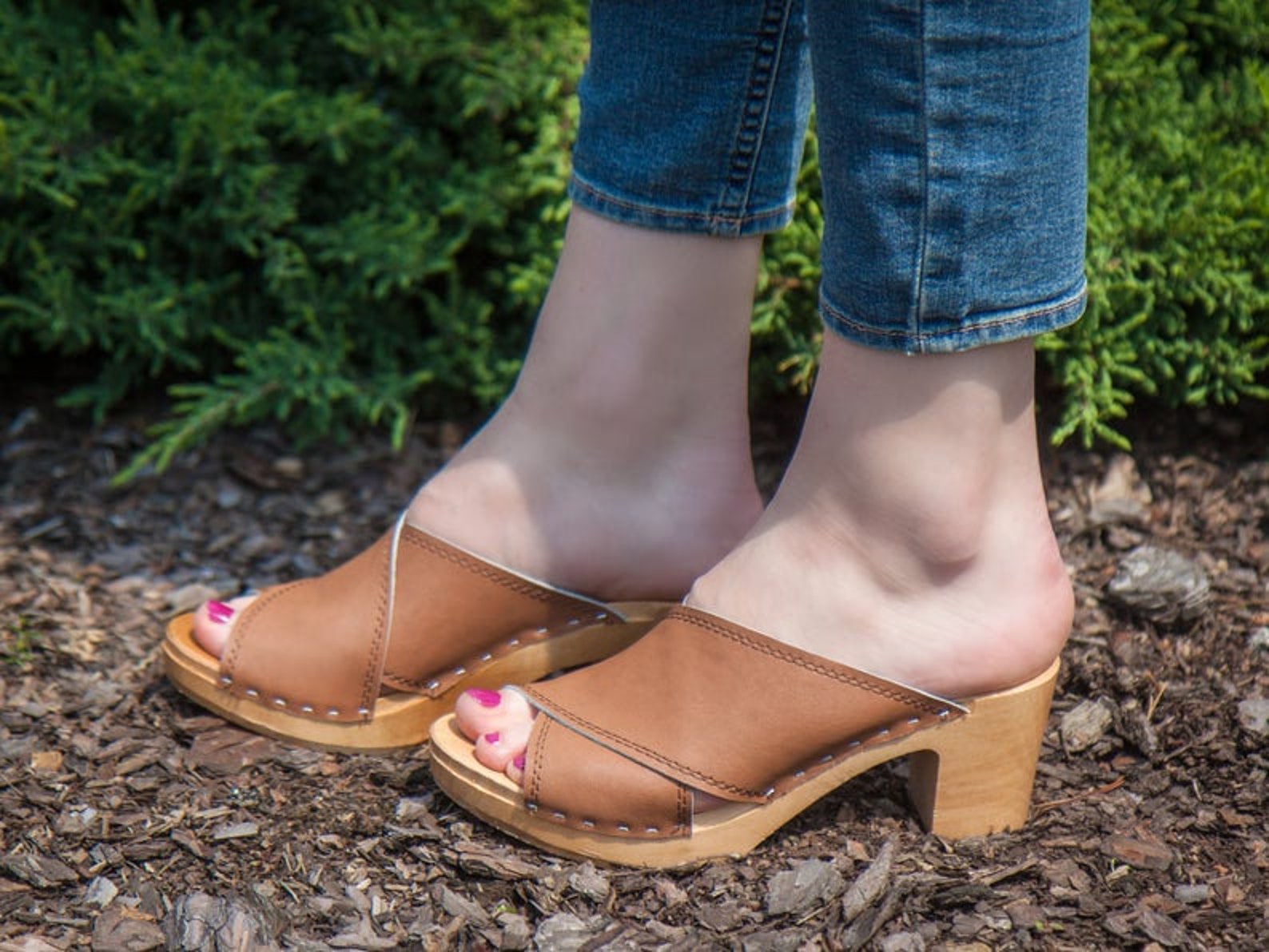 Swedish Brown Leather Clogs Sandals Handmade Open Toe High - Etsy