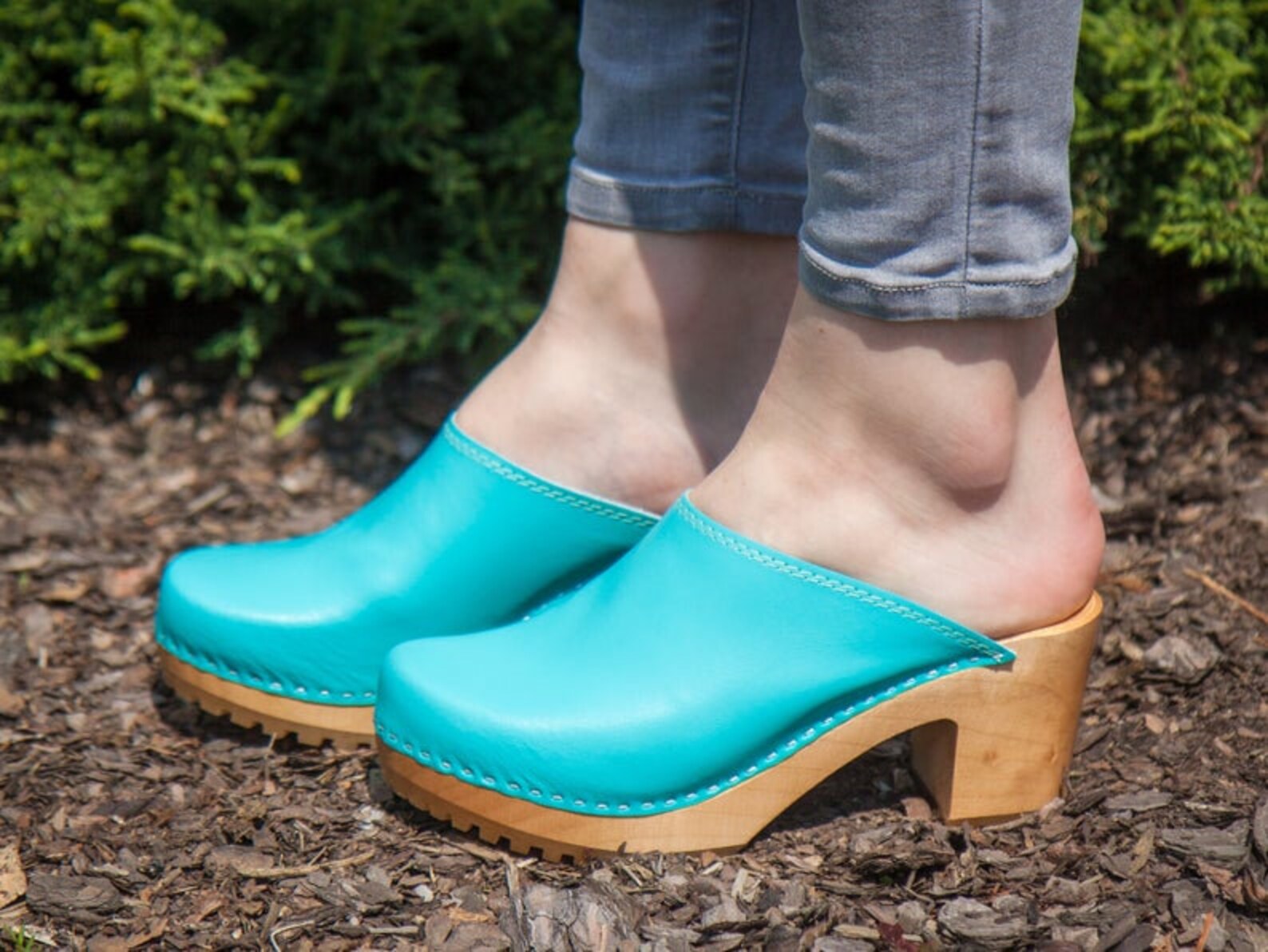 Schwedische schwarze Leder Clogs Frauen High Heel - Etsy.de