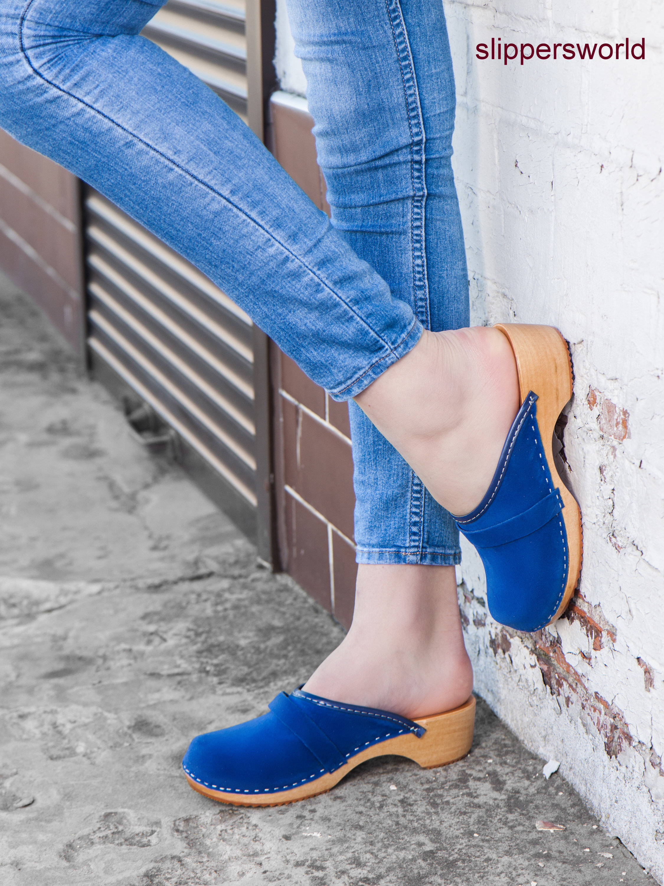Swedish Low Heel Wooden Clogs Handmade Leather Moccasins Etsy Uk