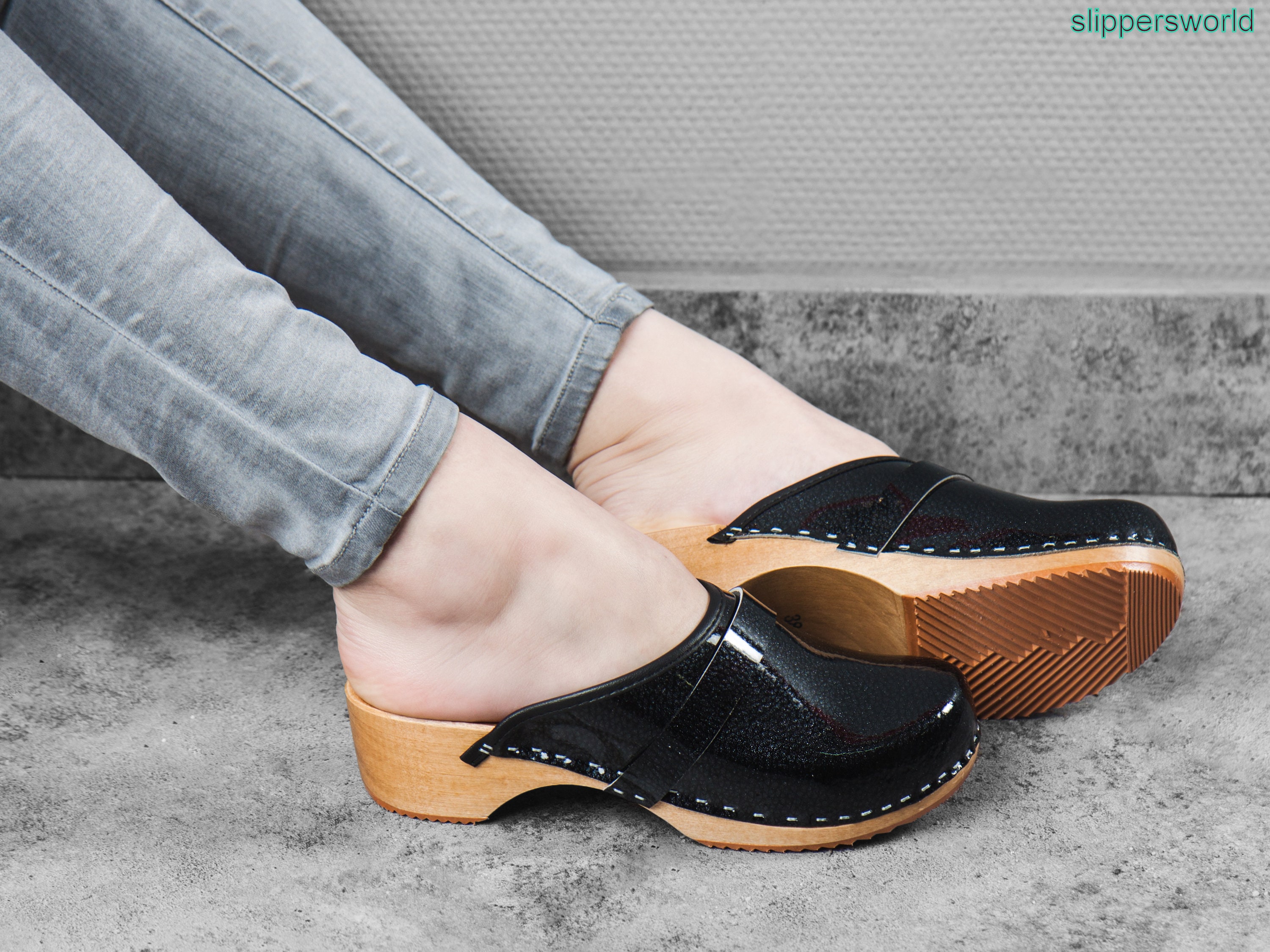 Swedish Red Leather Clogs Low Heel Women Clogs Sandals - Etsy