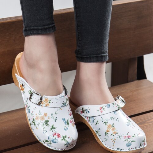 Swedish White Low Heel Clogs Handmade Women Clogs Sandals - Etsy