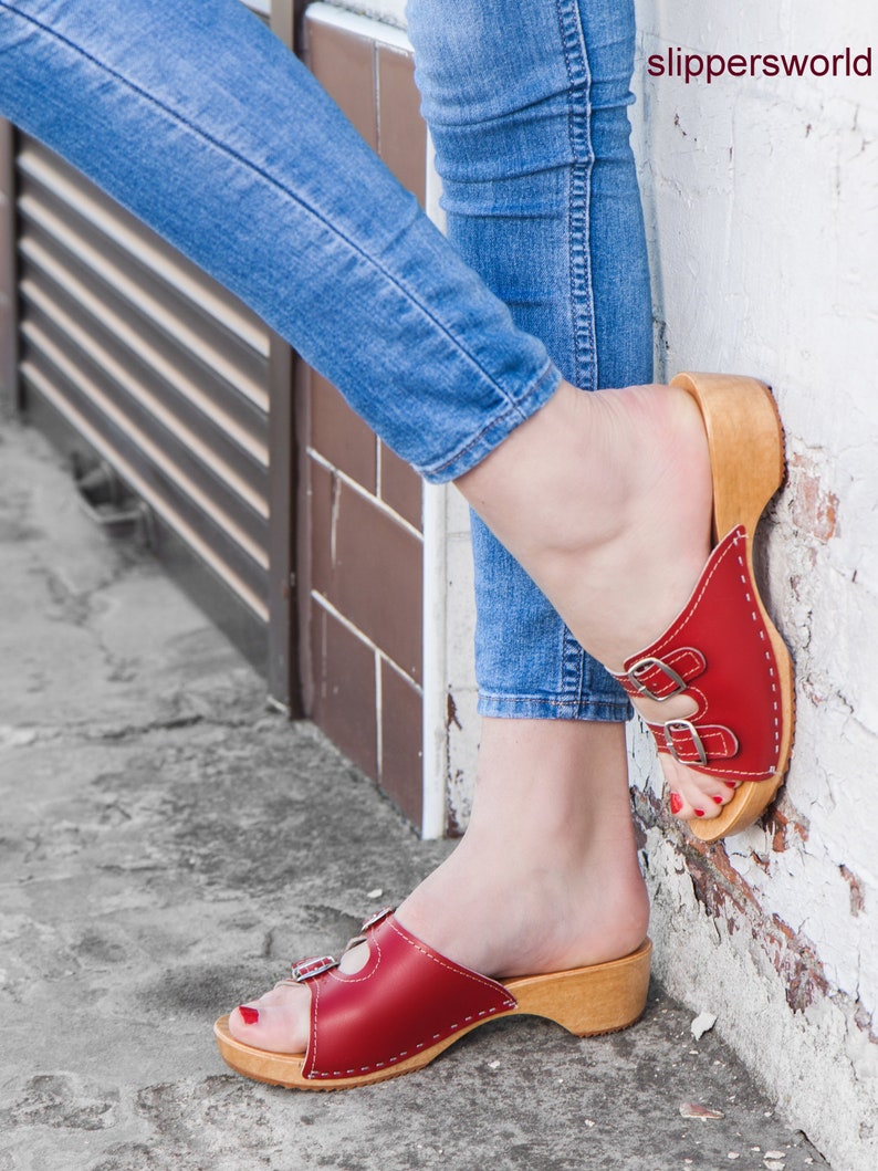 Womens Open Toe Swedish Clogs Women Clogs Low Heel No Etsy