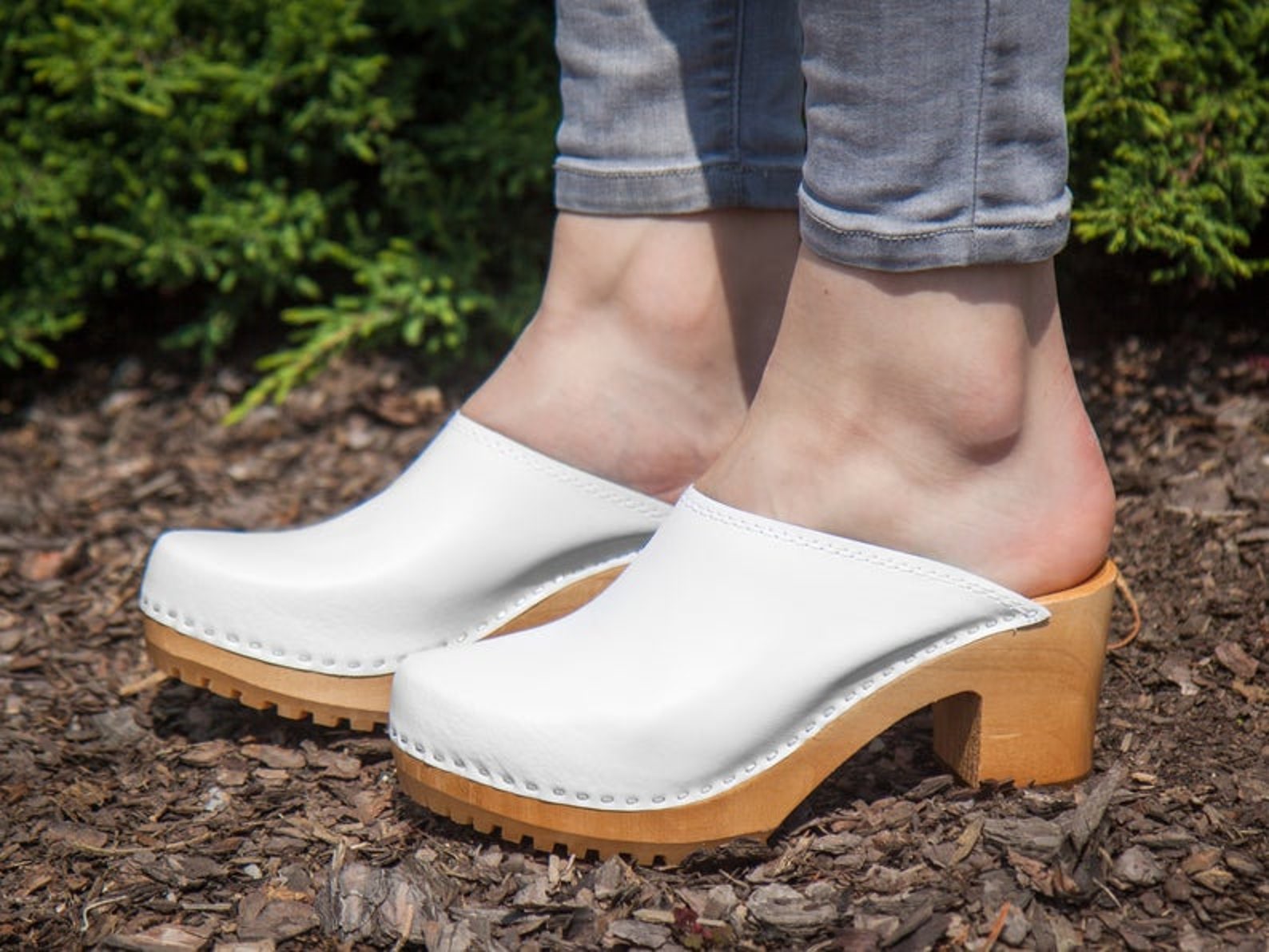 Schwedische schwarze Leder Clogs Frauen High Heel - Etsy.de