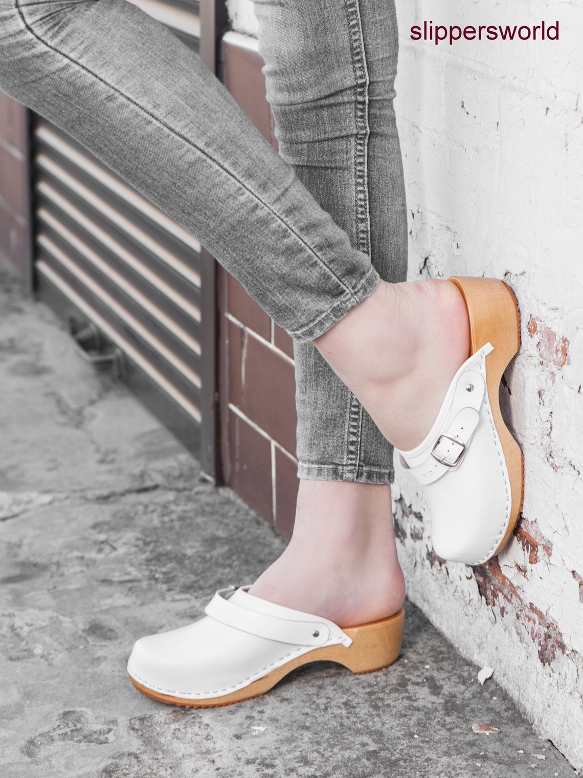 Swedish Red Leather Clogs Women Low Heel Clogs Handmade - Etsy