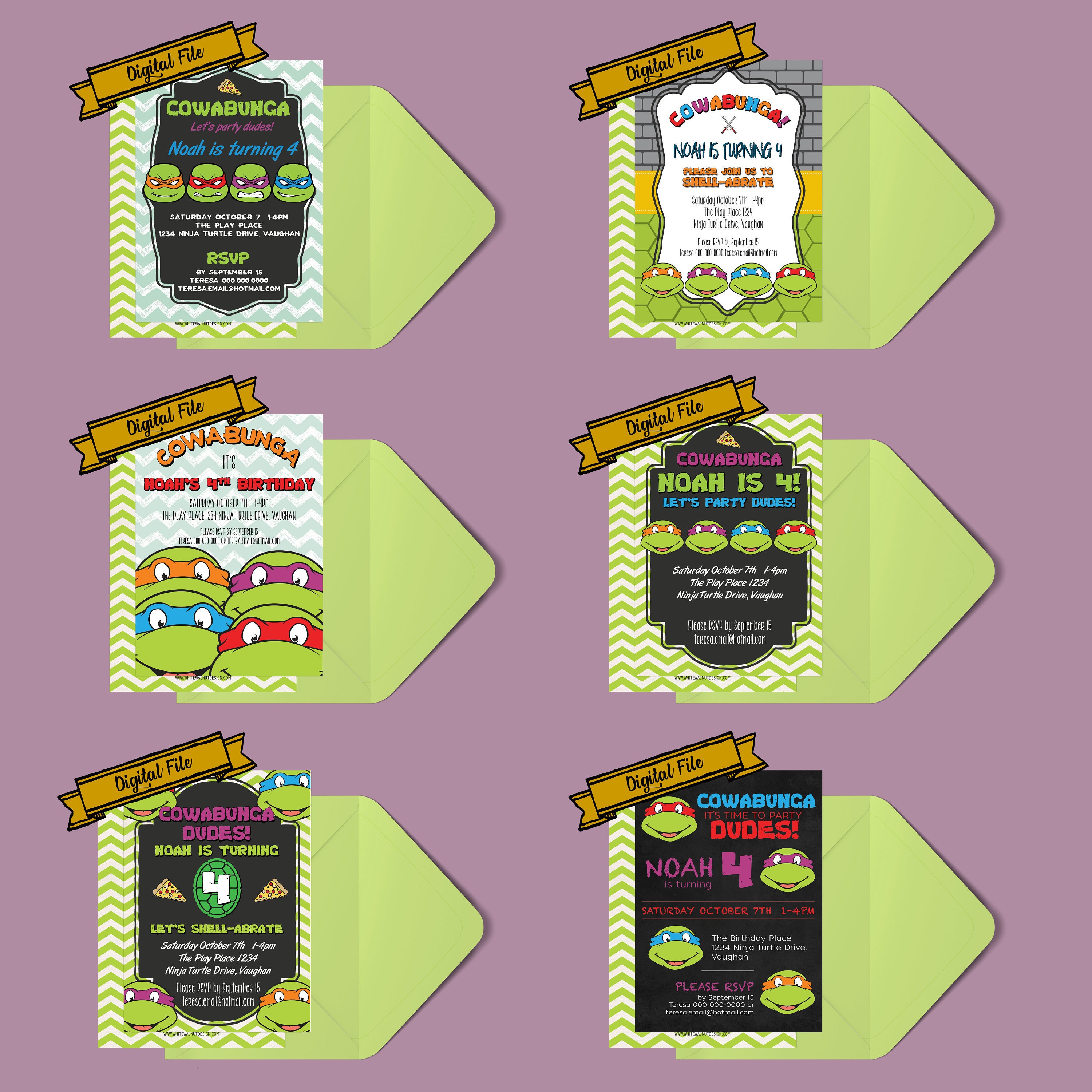 Digital File Printable TMNT Cowabunga Personalised Turtles Childrens ...