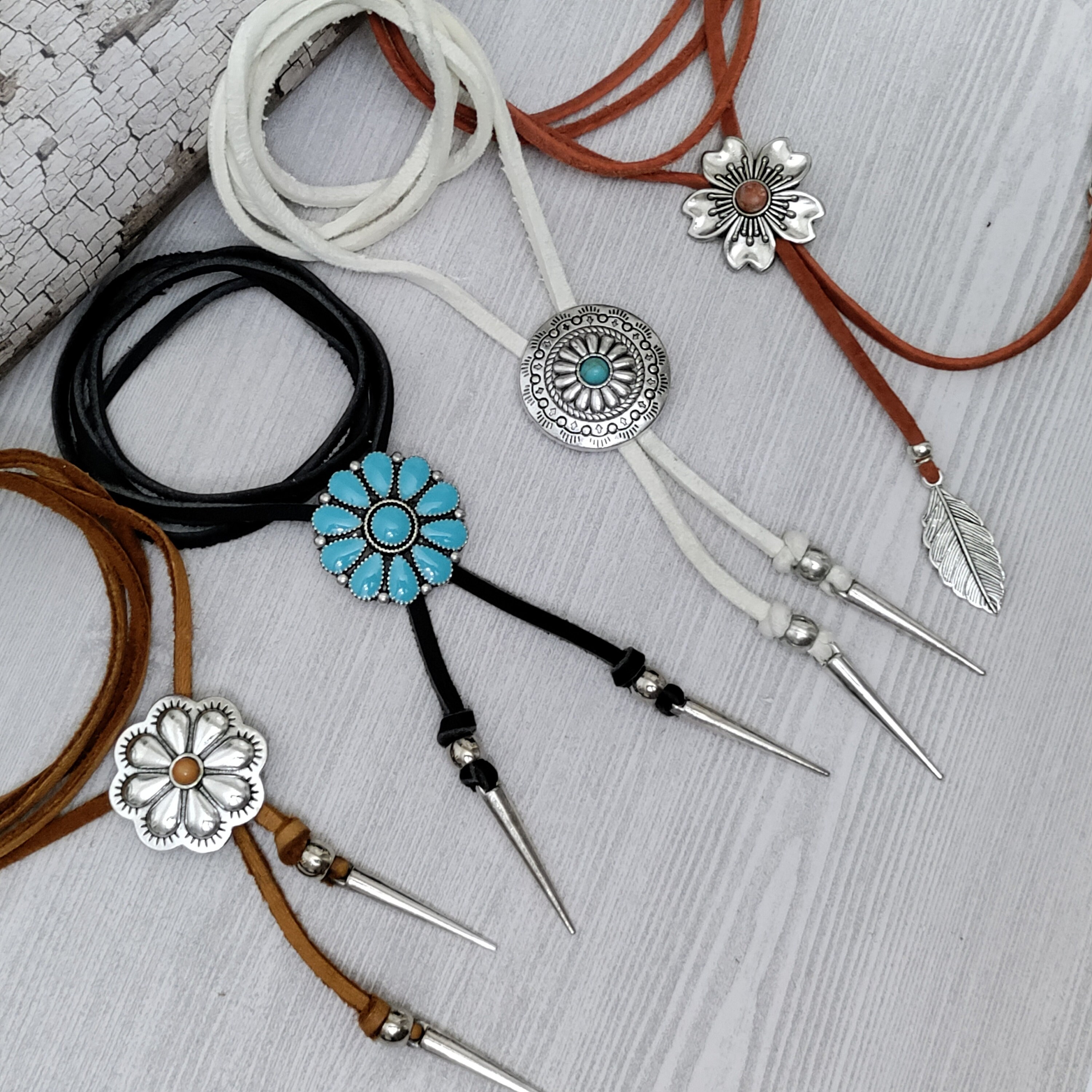 Daisy & Turquoise Gemstone Bolo Ties/western Gift for Her/country Music ...