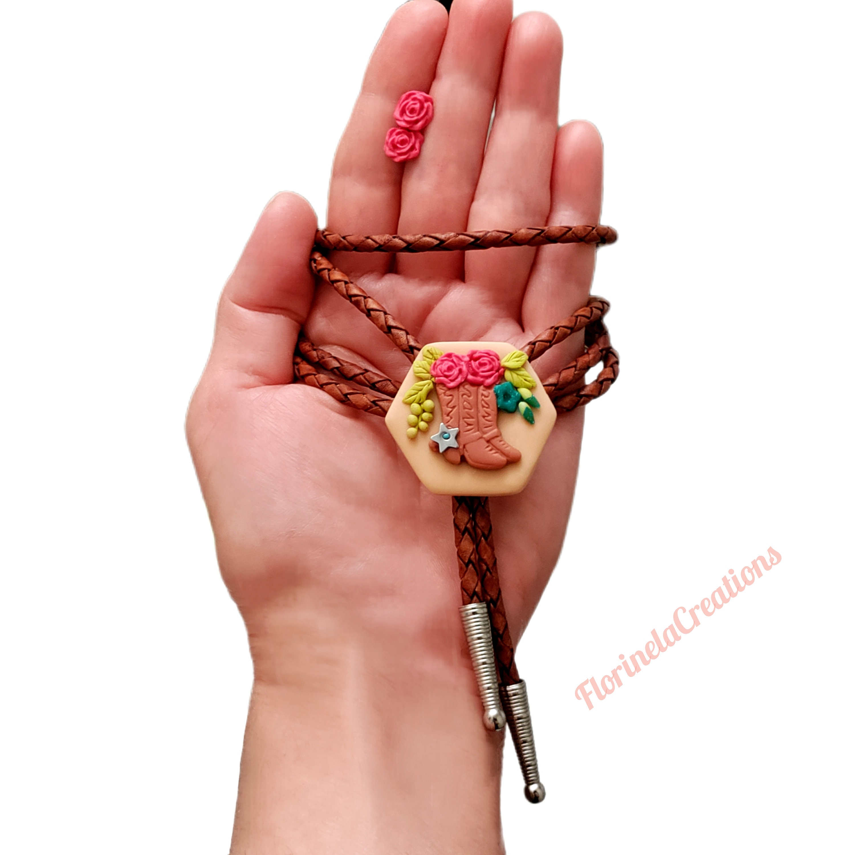 Cowgirl Boot Bolo Tie Western Style Valentine's Gift for Her-floral ...