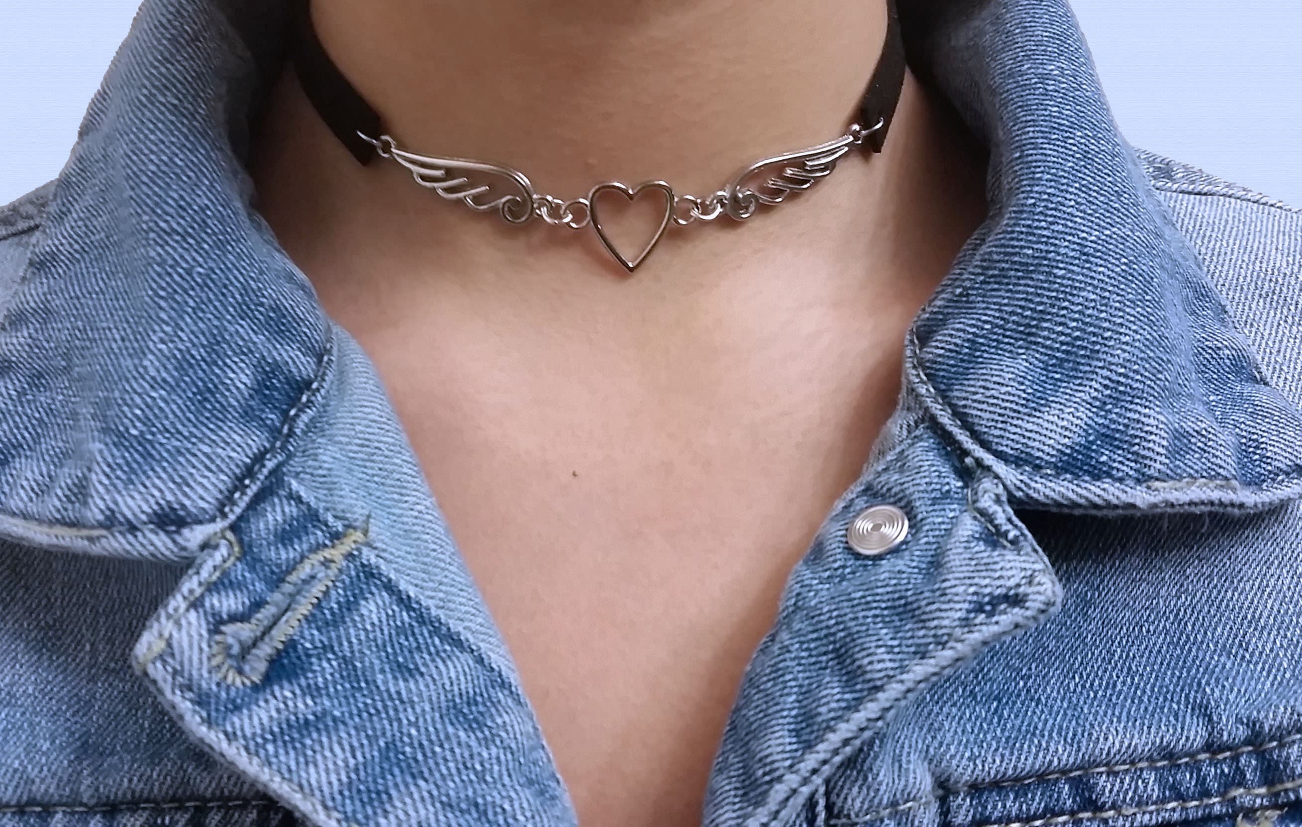 Heart Angel Wings Chokers/y2k Aesthetic Edgy Chokers/gothic Chokers ...